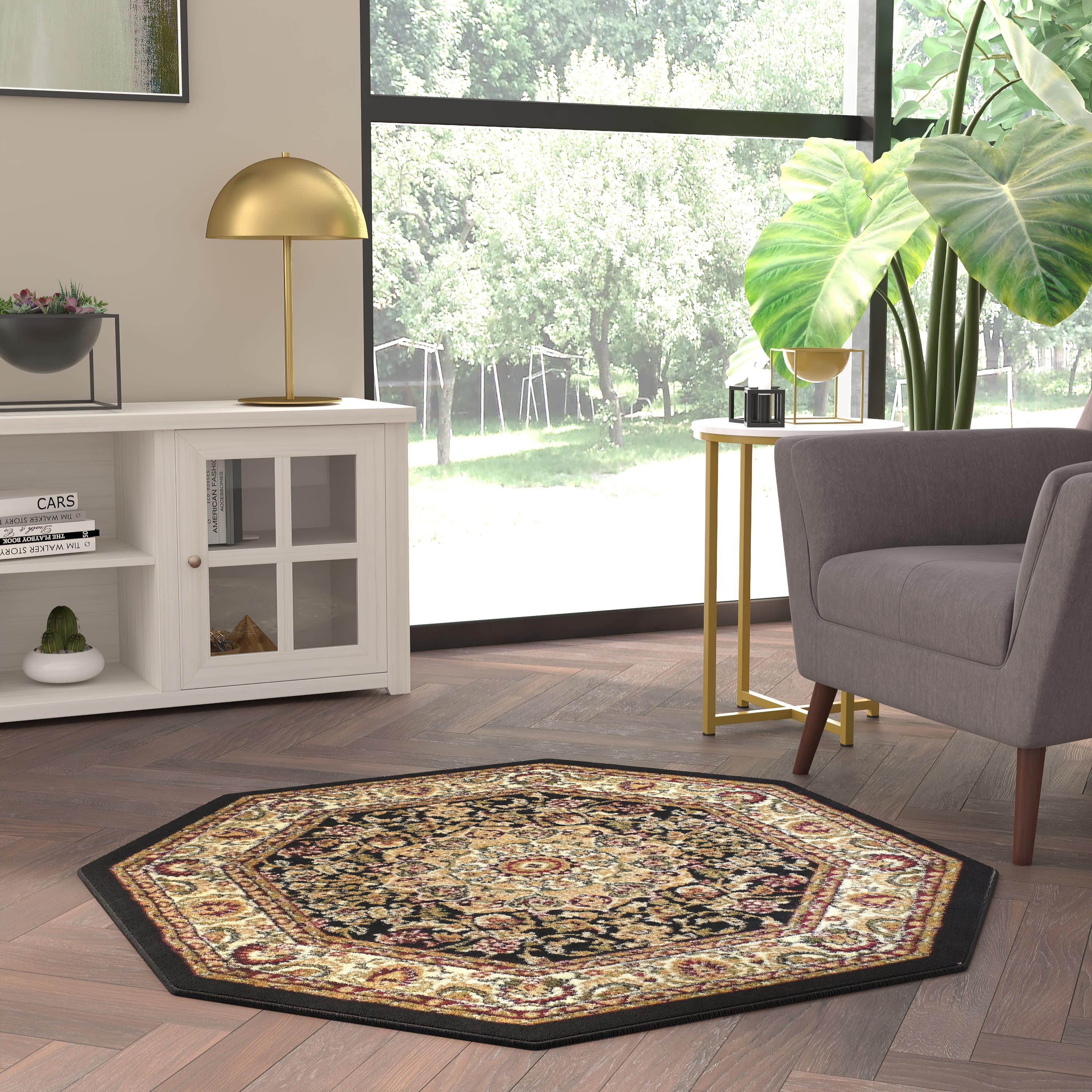 Emma + Oliver Ultra Soft 4'x4' Octagon Olefin Accent Rug with ...