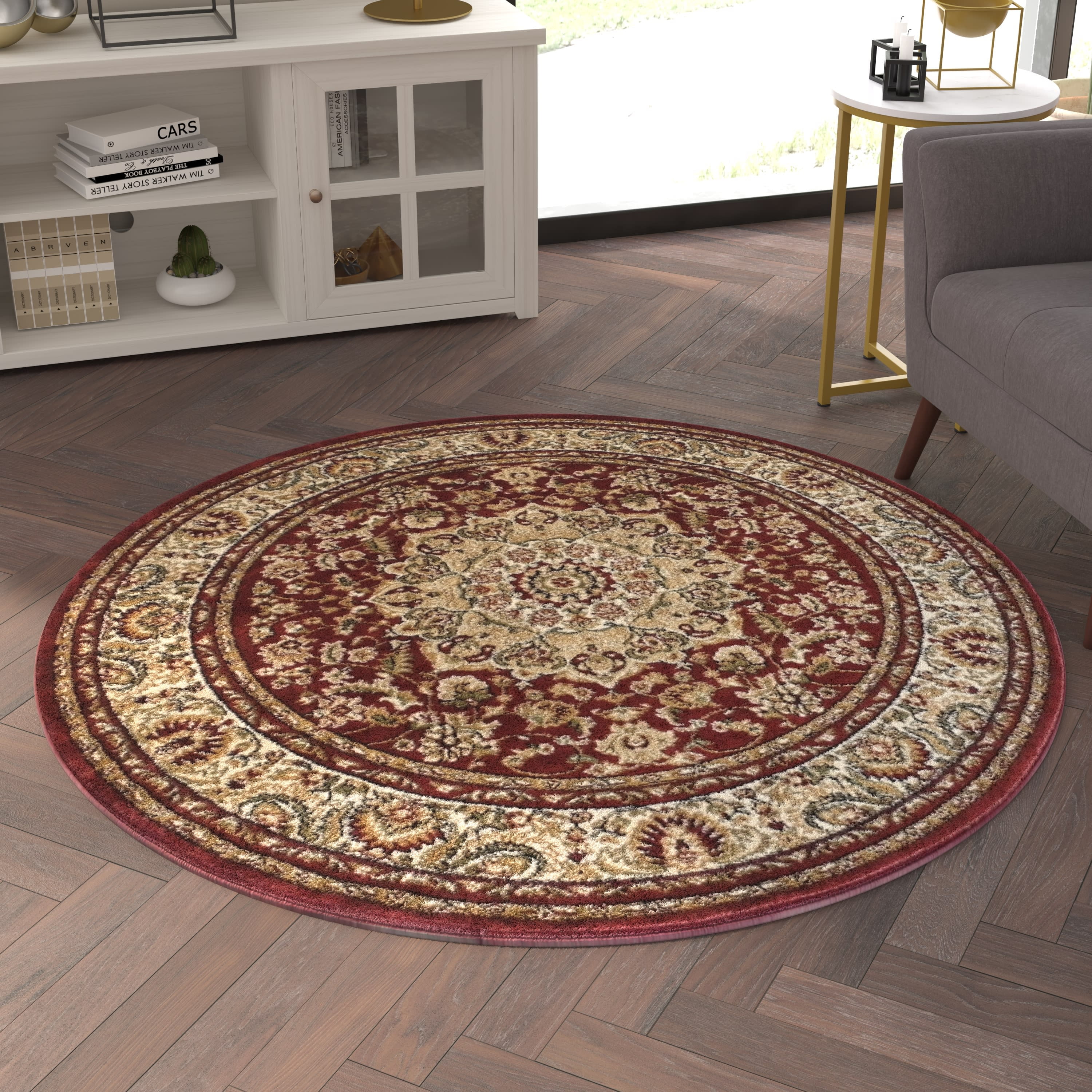 Emma + Oliver Ultra Soft 4'x4' Octagon Olefin Accent Rug with ...