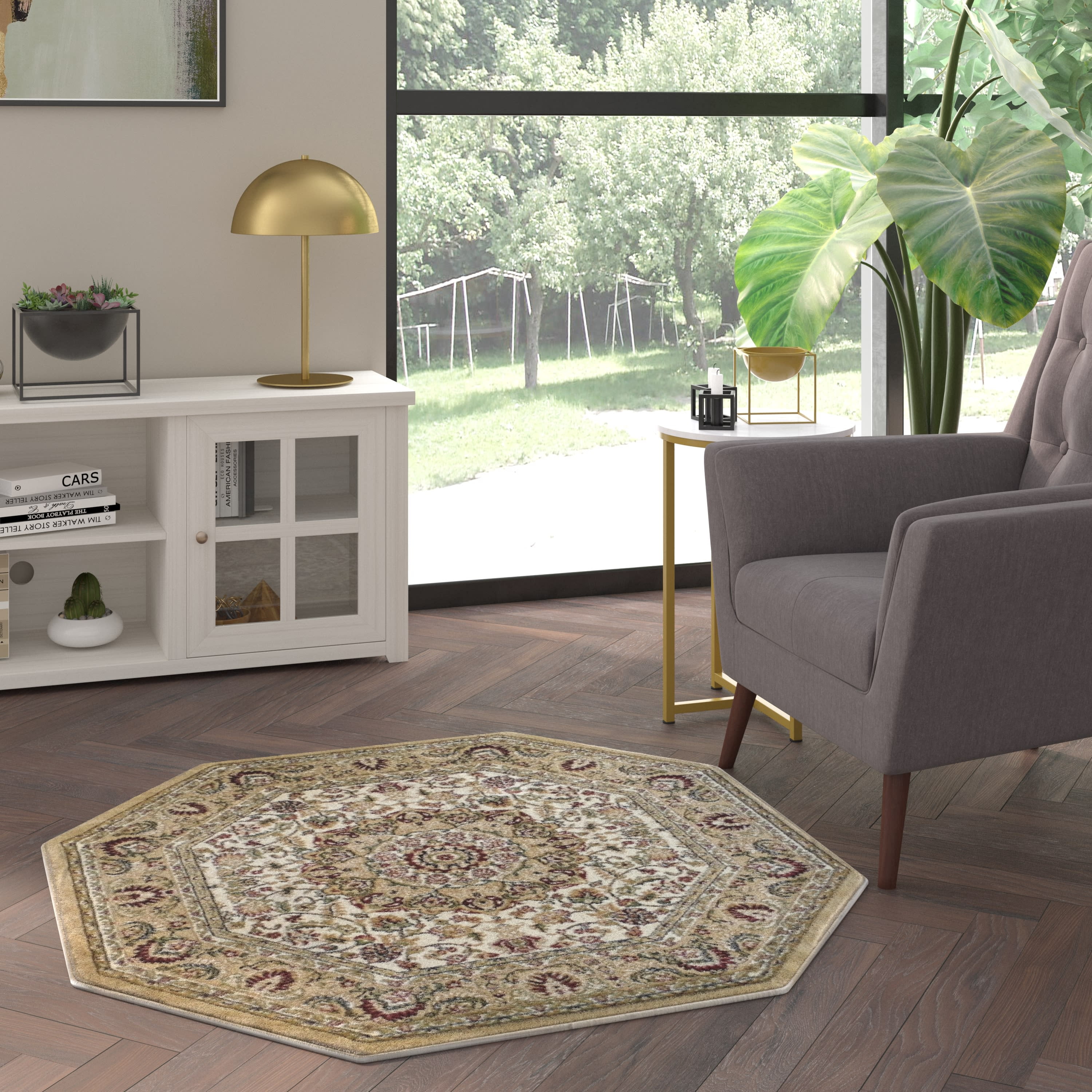 Emma + Oliver Ultra Soft 4'x4' Octagon Olefin Accent Rug with ...