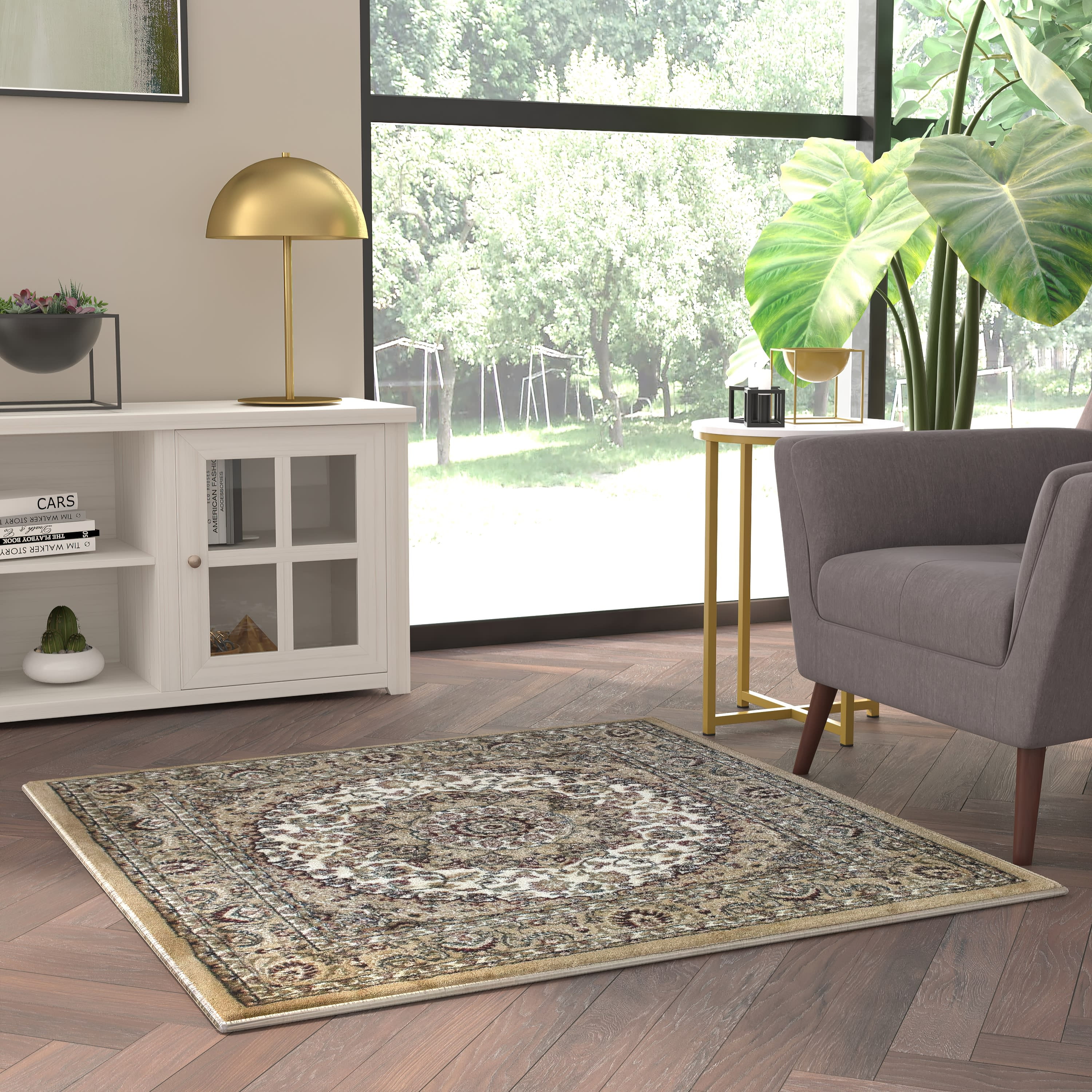 Emma + Oliver Ultra Soft 4'x4' Square Olefin Accent Rug with ...