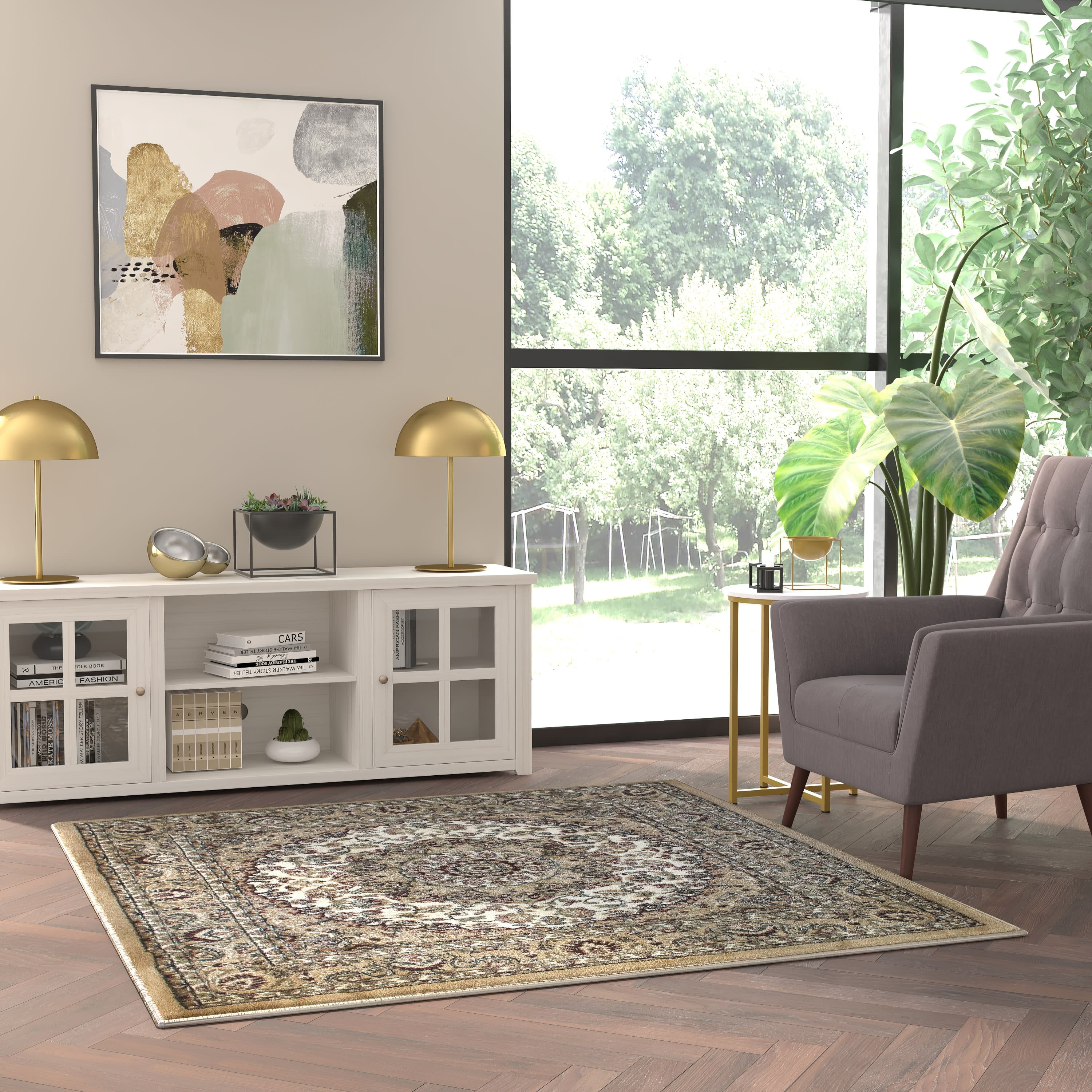 Emma + Oliver Ultra Soft 5'x5' Square Olefin Accent Rug with ...