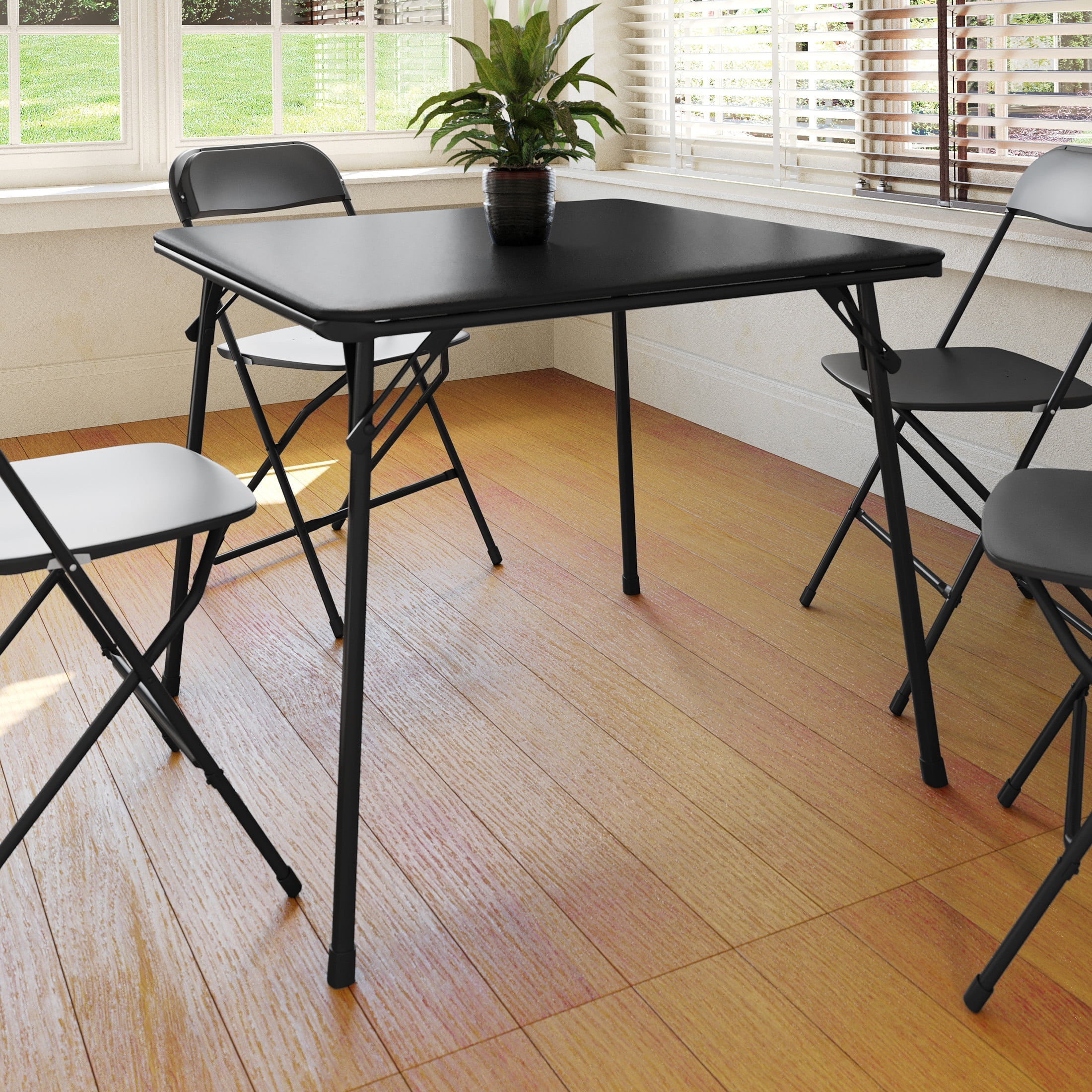 Emma + Oliver Multi Folding Home Game Table - Black Portable Card Table ...