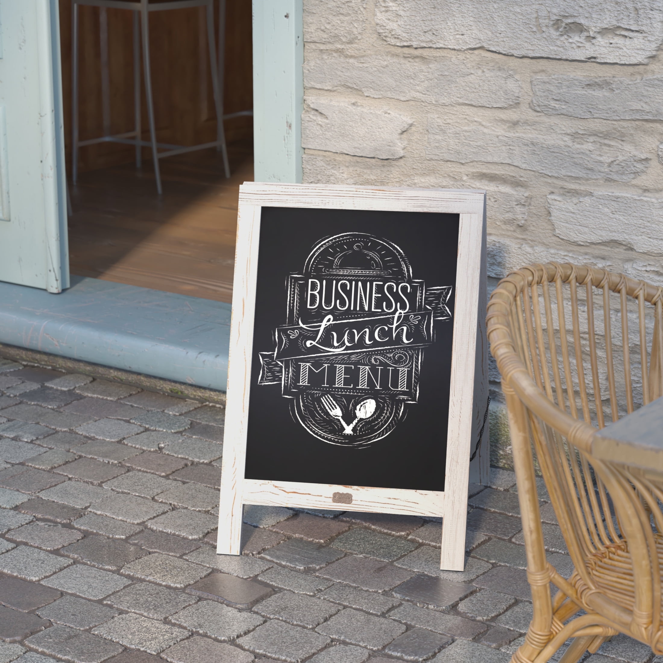 Emma + Oliver Whitewash 30"x20" Rustic Vintage A-Frame Double-Sided ...