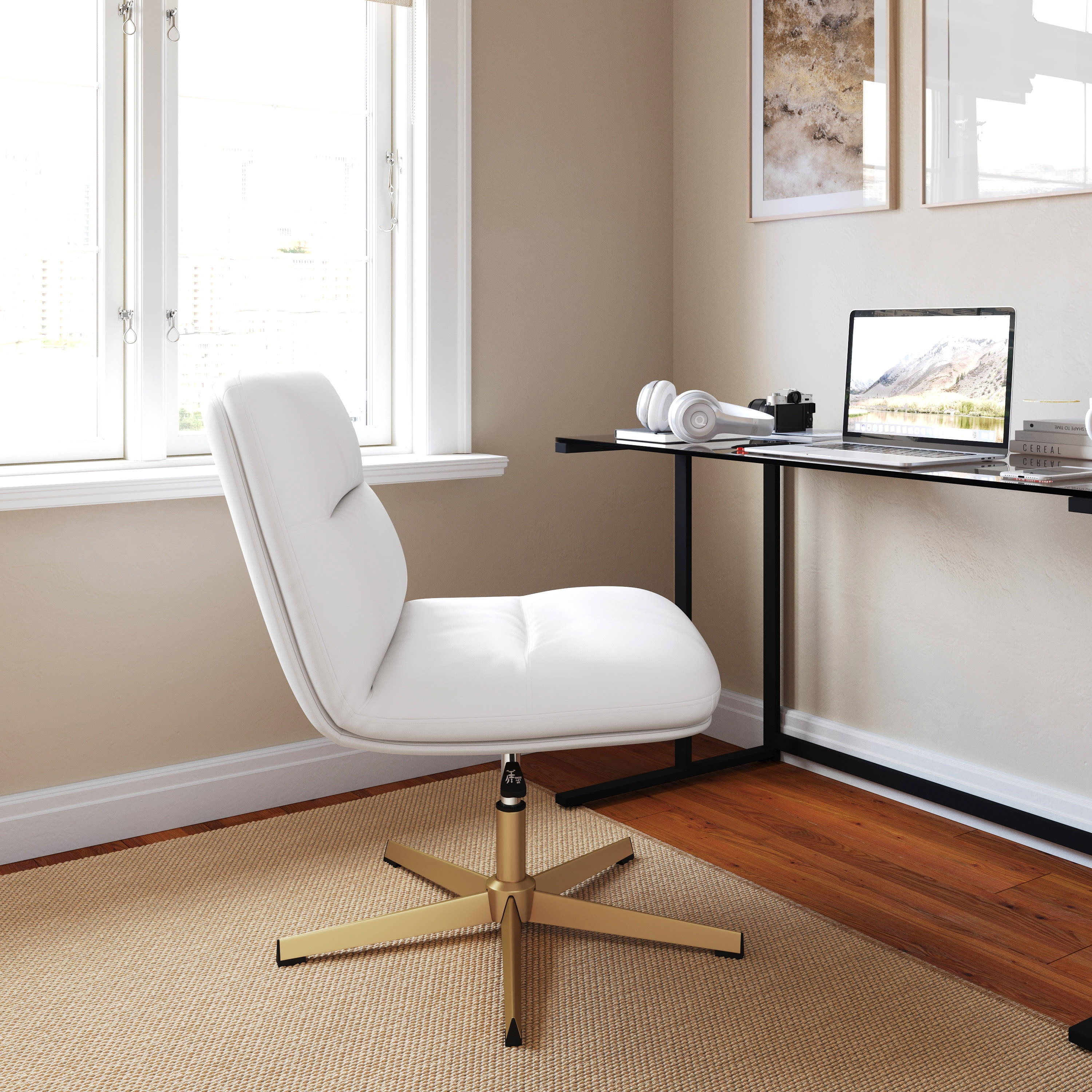 Emma + Oliver Wide Mid-Back Armless Stationary Swivel Office Chair with ...