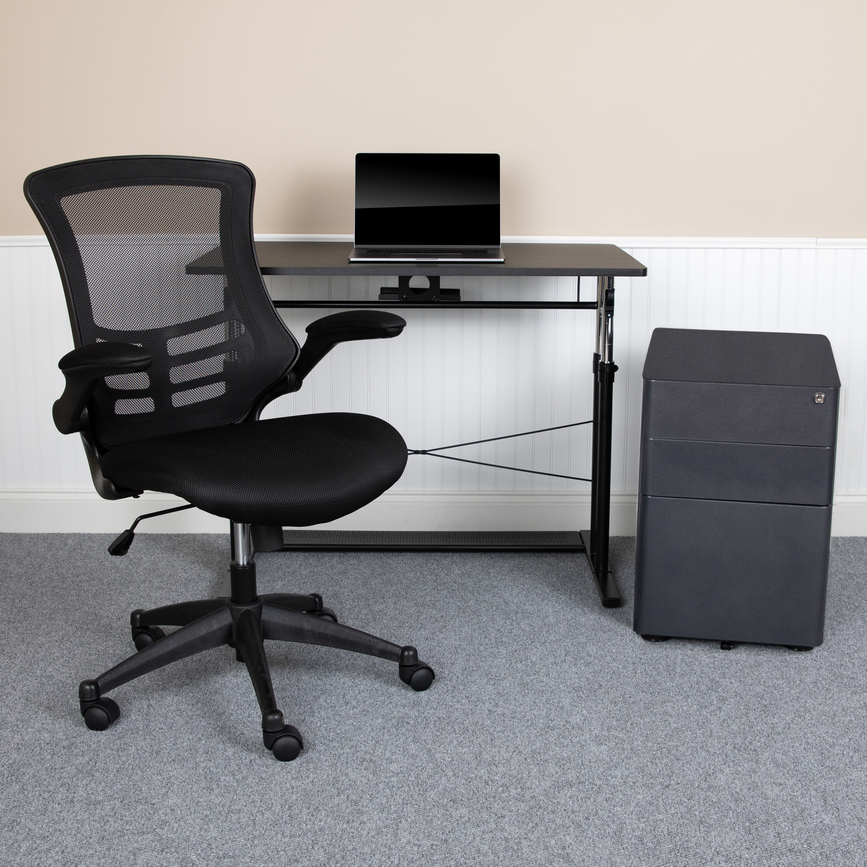 Emma + Oliver Work From Home Kit-Adjustable Desk, Ergonomic Mesh Office ...