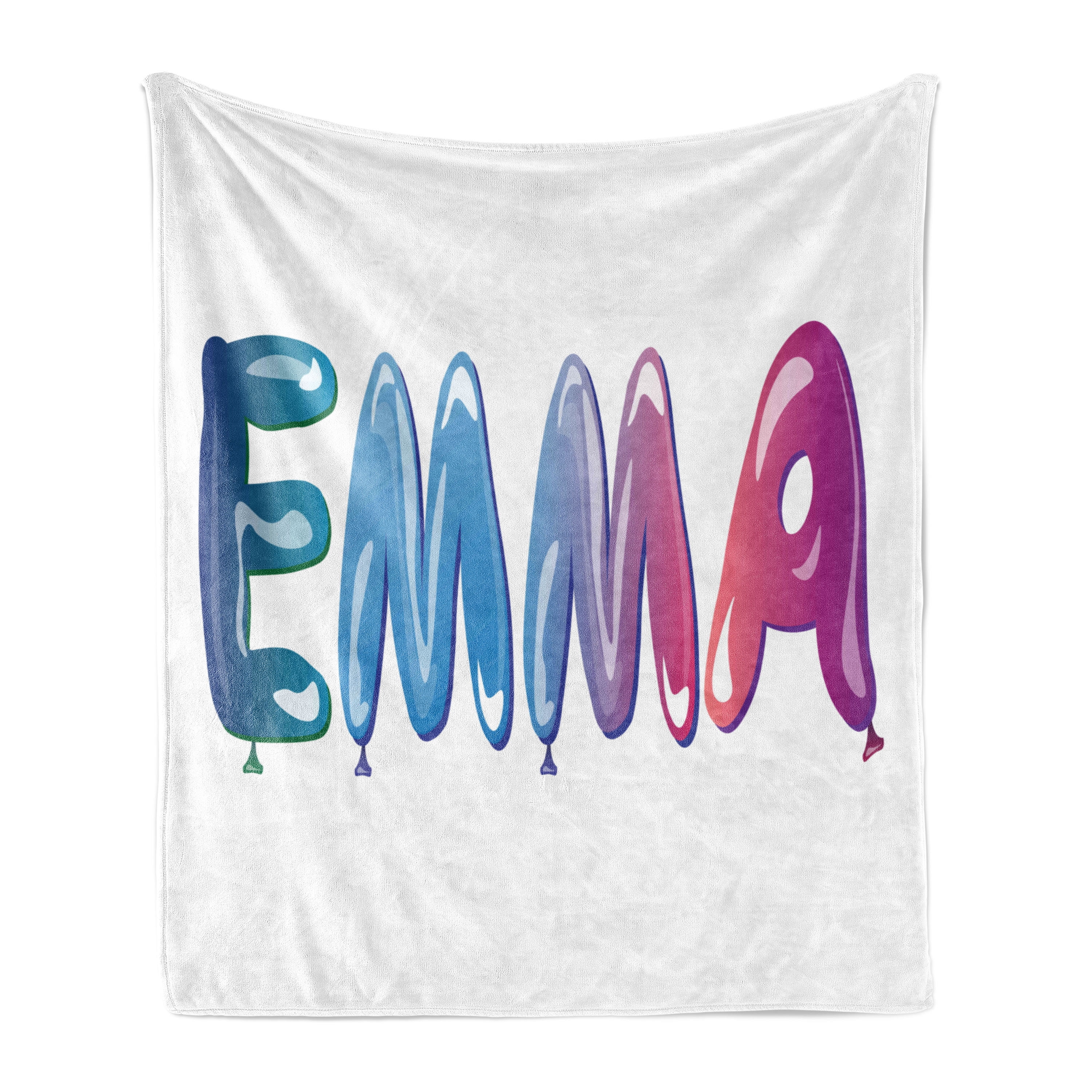 Emma Soft Flannel Fleece Blanket, Feminine Girl Name Design with Ornate ...