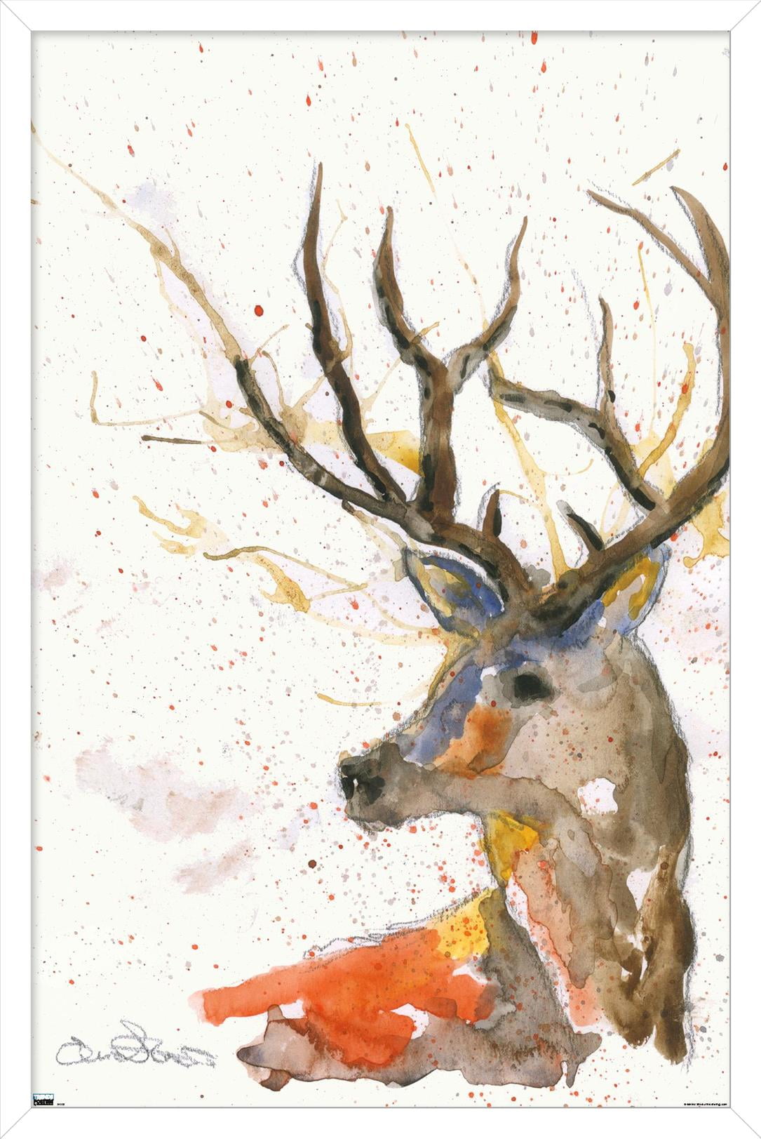 Emma Steel - Deer Wall Poster, 22.375" x 34" Framed - Walmart.com