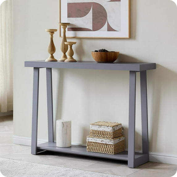 Emma Wood Console Sofa Table with Storage Shelf for Entryway, Hallway ...