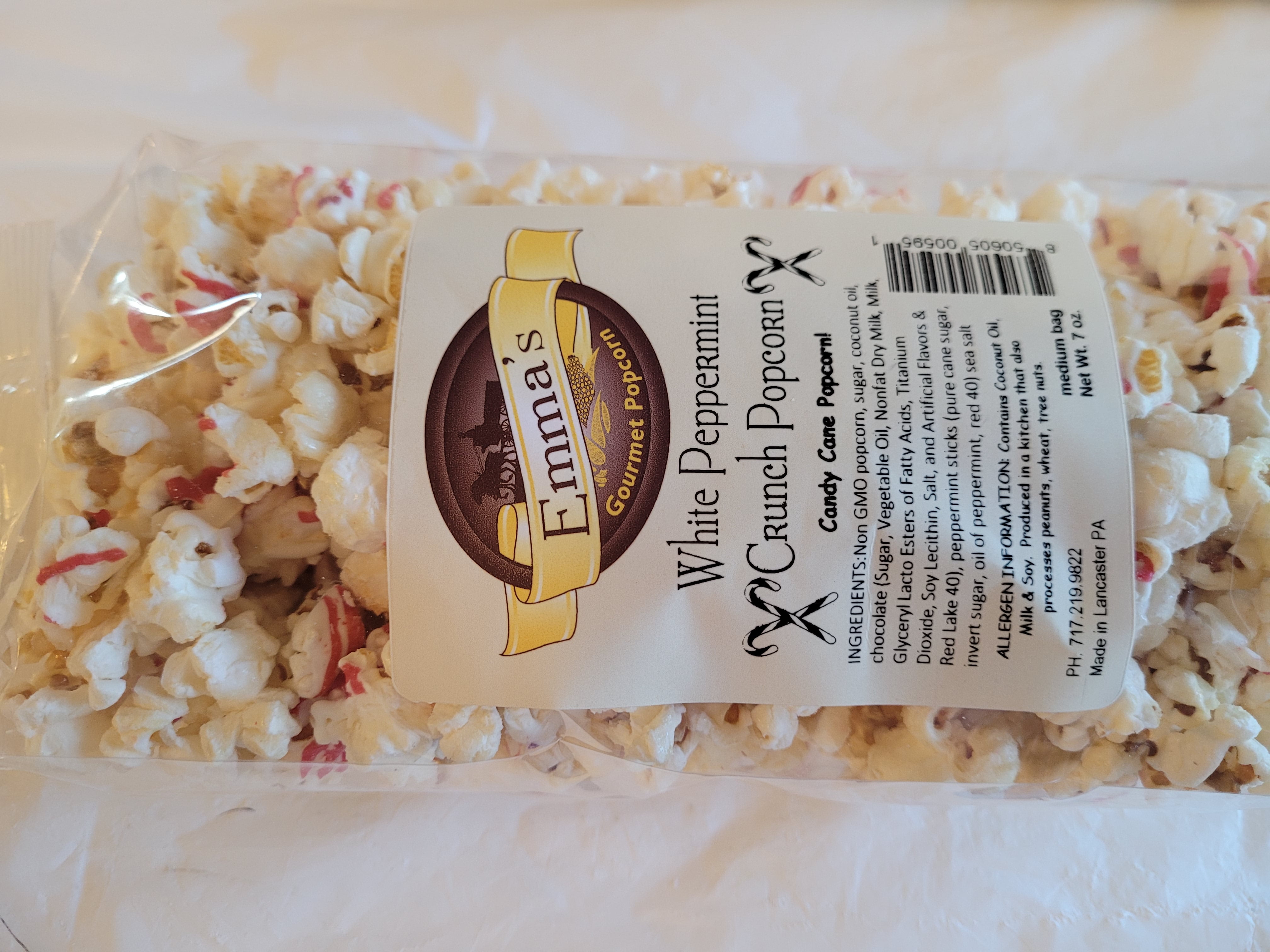 Emma's Gourmet Popcorn White Chocolate Peppermint Crunch Popcorn; Candy ...