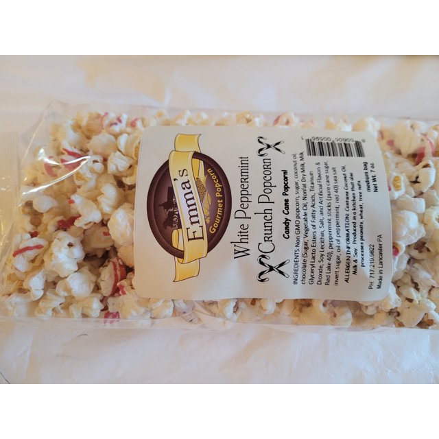 Emma's Gourmet Popcorn White Chocolate Peppermint Crunch Popcorn; Candy ...