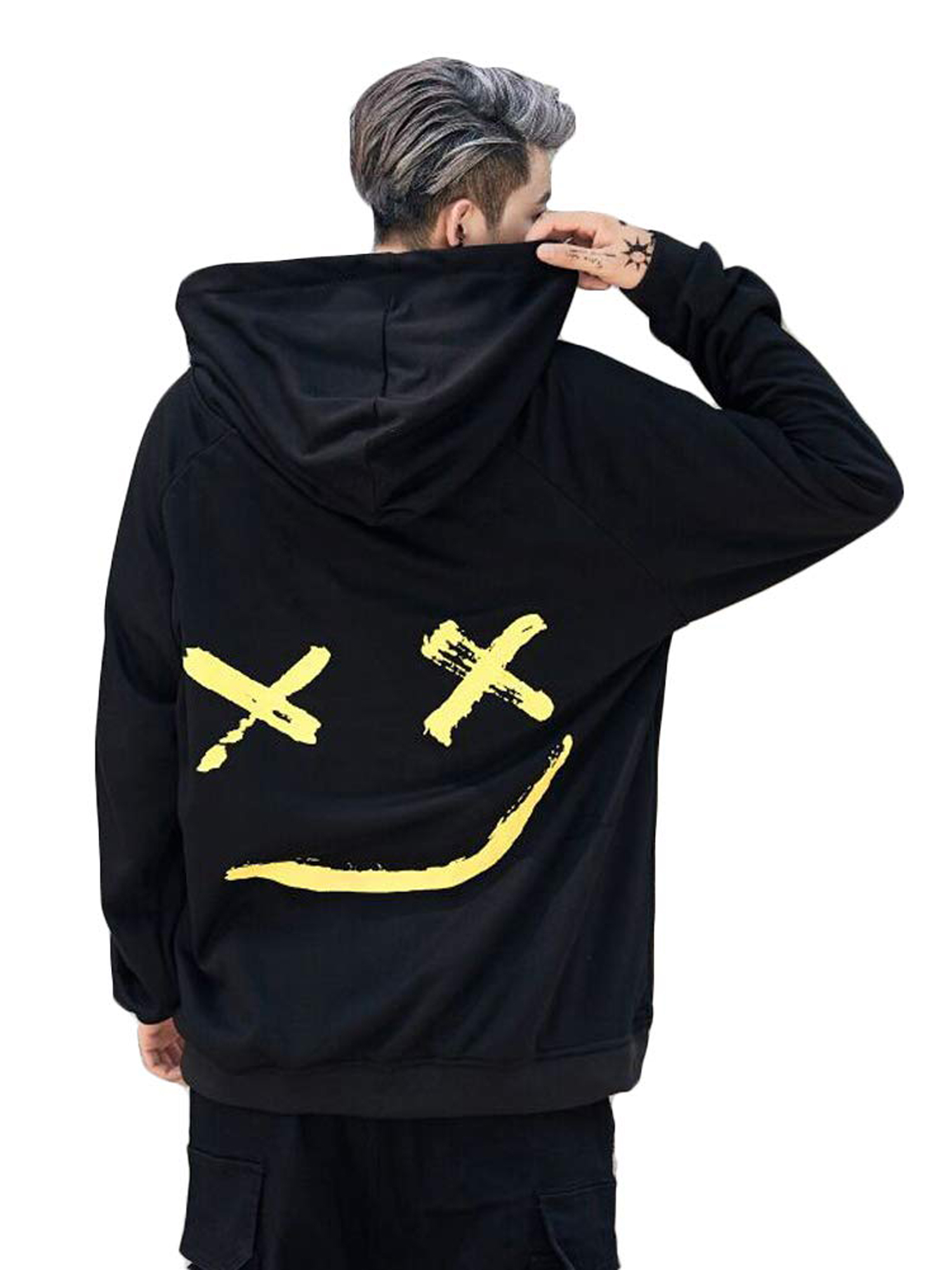 Emmababy Mens Tracksuit Set Full Zipper Patchwork Hoodie Hip Hop ...