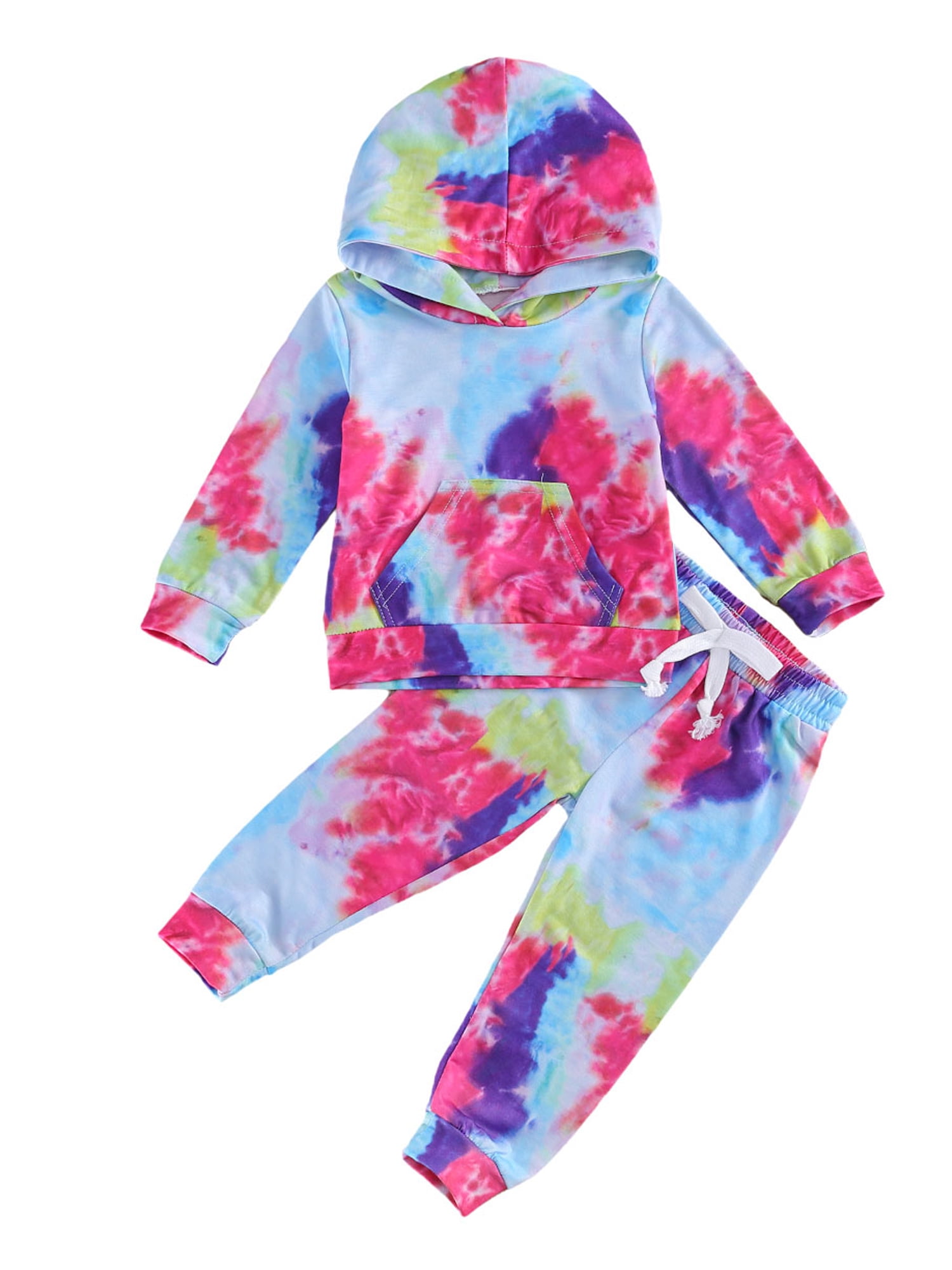 Emmababy Toddler Girl's Tie Dye Hoodie Matching SweatSuit Top & Pants ...