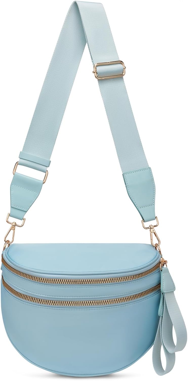 Emmafy Women's Crossbody Bag – Solid Color Nylon Travel Fanny Pack ...