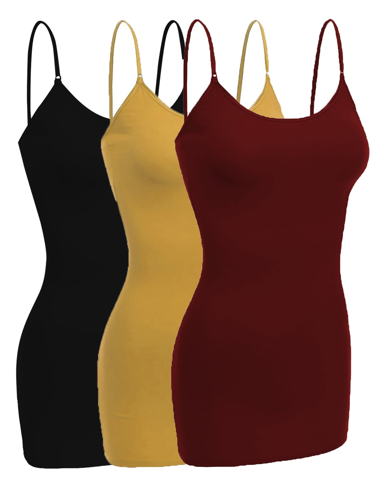 Emmalise Women Camisole Built in Bra Wireless Fabric Support Long ...