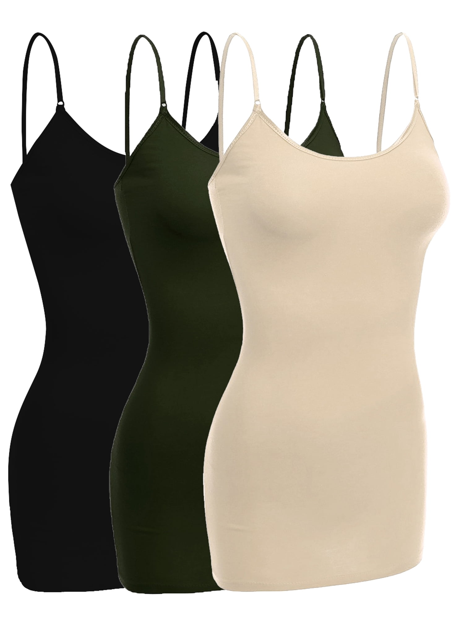 Emmalise Women Camisole Built in Bra Wireless Fabric Support Long ...