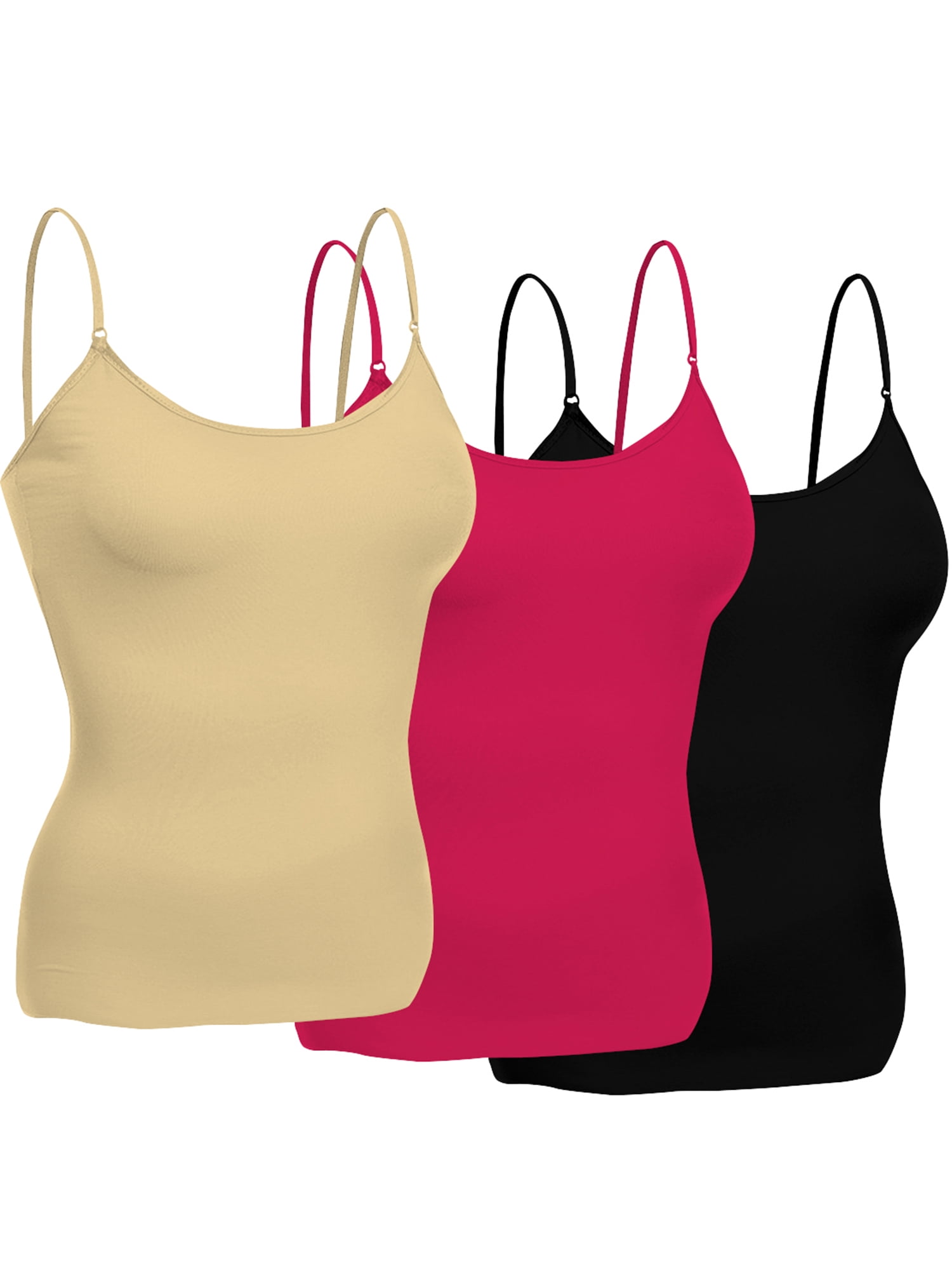 Emmalise Women Layering Short Cami Adjustable Strap Tank Top - 3Pack ...
