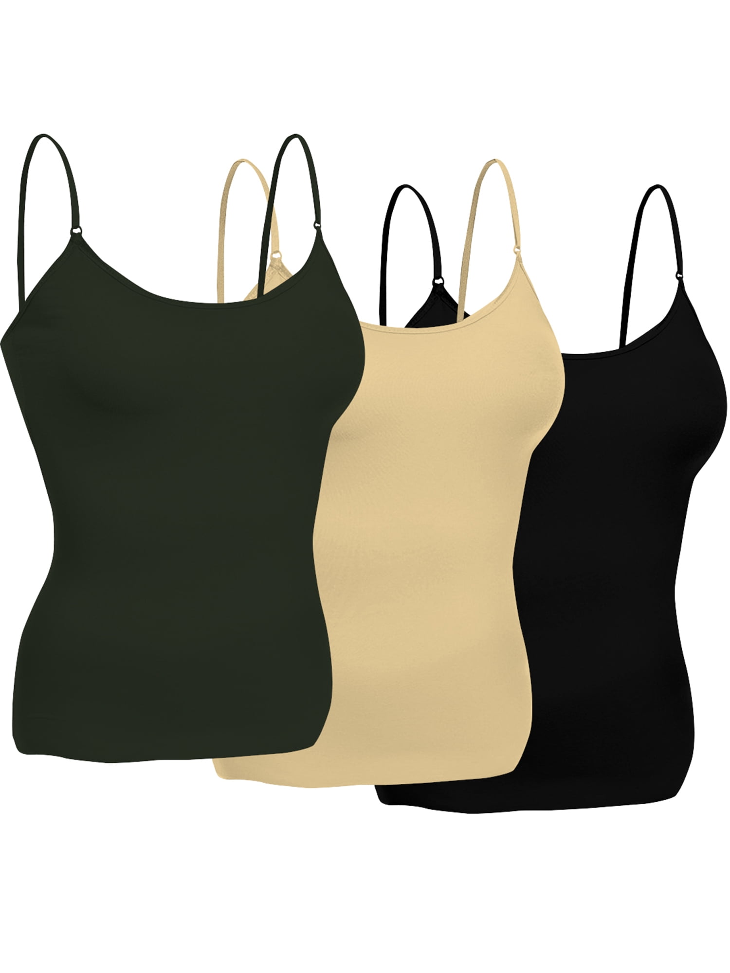 Emmalise Women Layering Short Cami Adjustable Strap Tank Top - 3Pack ...