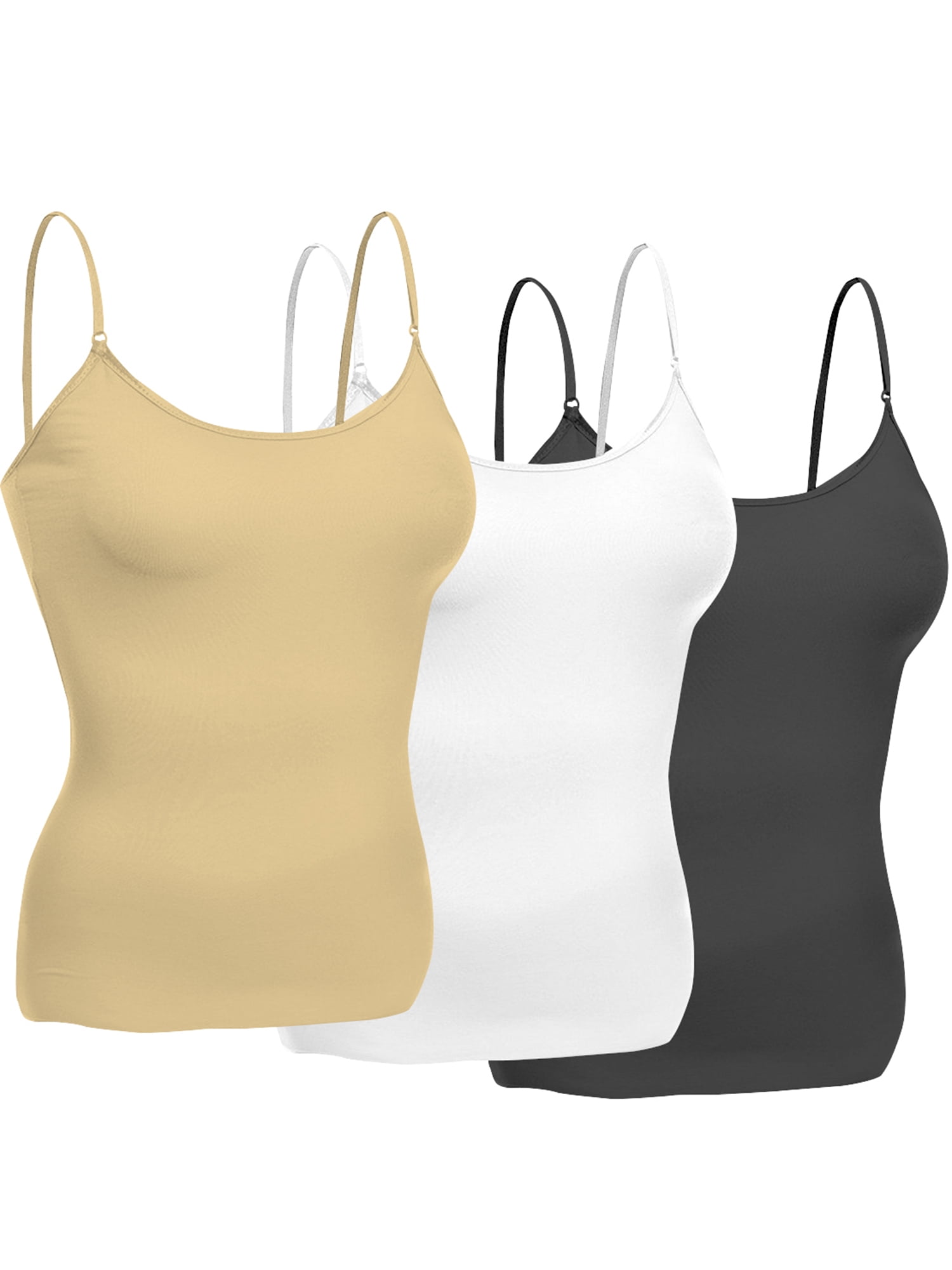Emmalise Women Layering Short Cami Adjustable Strap Tank Top - 3Pack ...