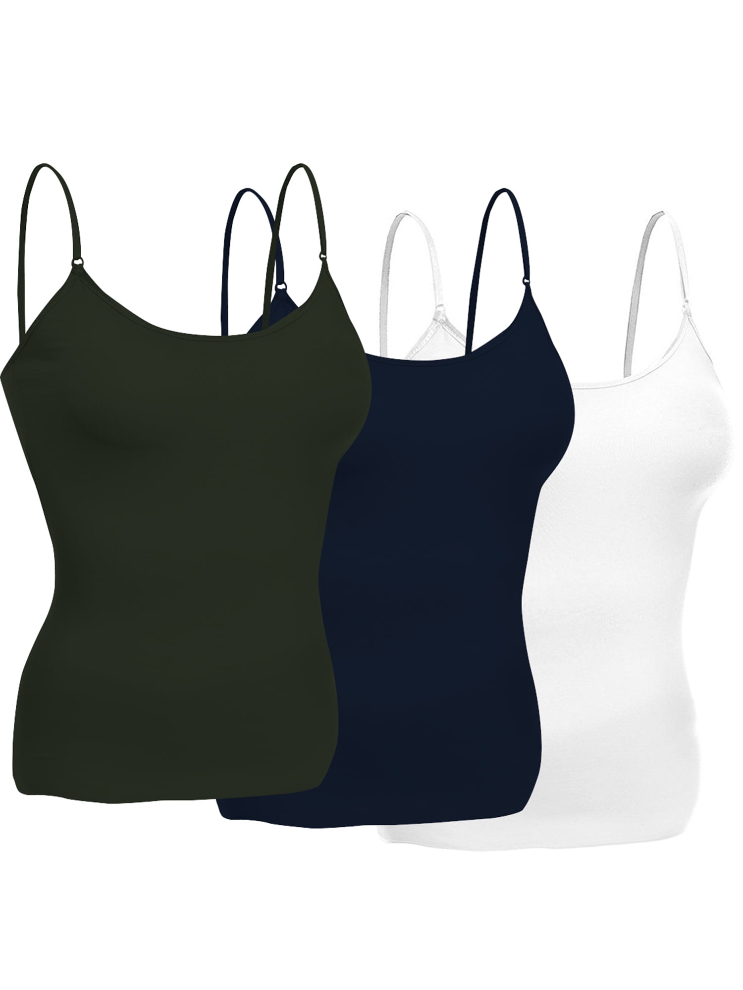 Emmalise Women Layering Short Cami Adjustable Strap Tank Top - 3Pack ...