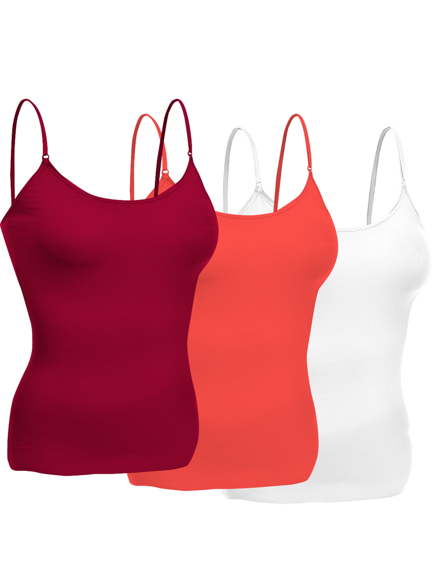 Emmalise Women Layering Short Cami Adjustable Strap Tank Top - 3Pack ...