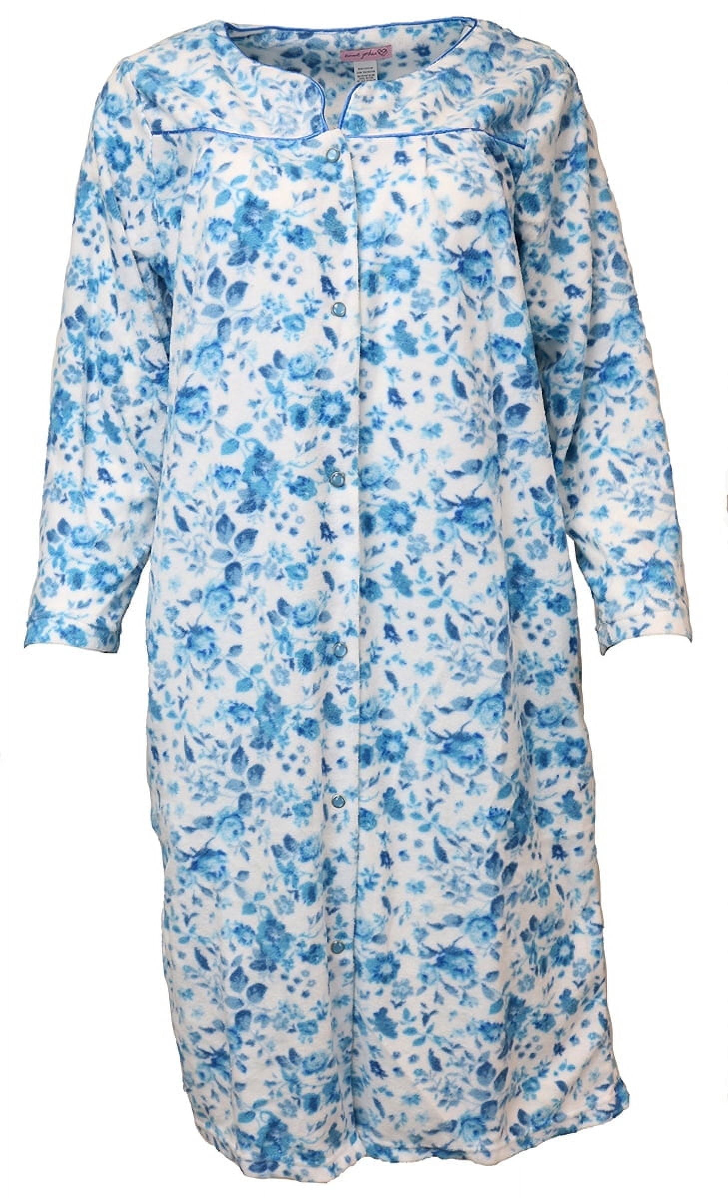 Emme Jordan 3/4 Sleeve Fleece Snap-Front Women's Duster-Navy Blue ...