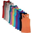 Emme Jordan Junior Women's 12 Pack Racer Back Tank Tops/Cotton Ribbed ...