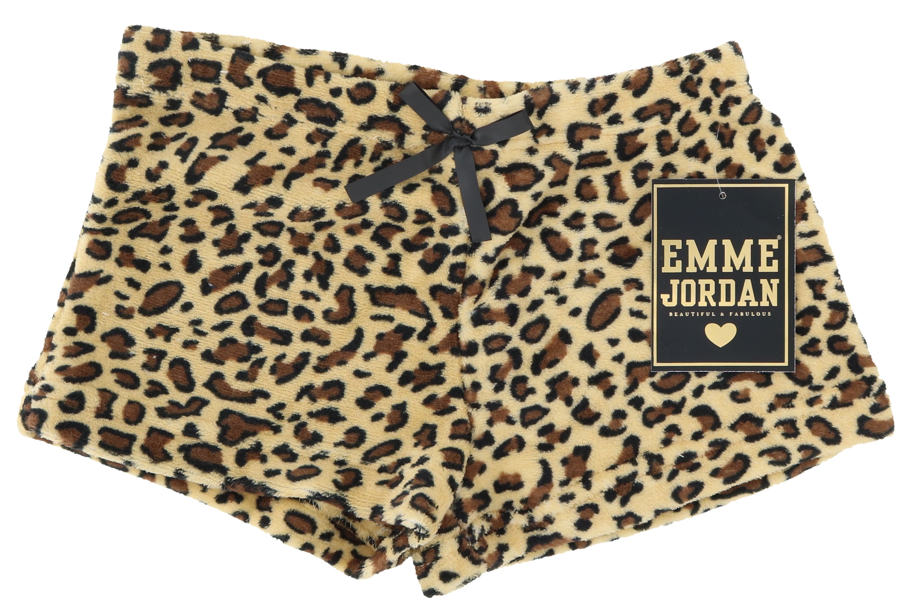 Emme Jordan Junior's Fuzzy Plush Pajama Shorts - Classic Tan Cheetah ...