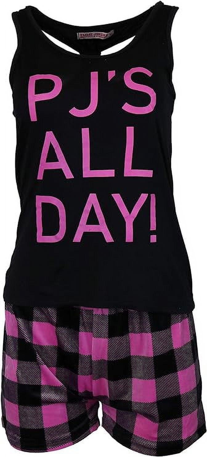 Emme Jordan Women's Sassy Super Short Tank and Velour Short Pajama Set ...