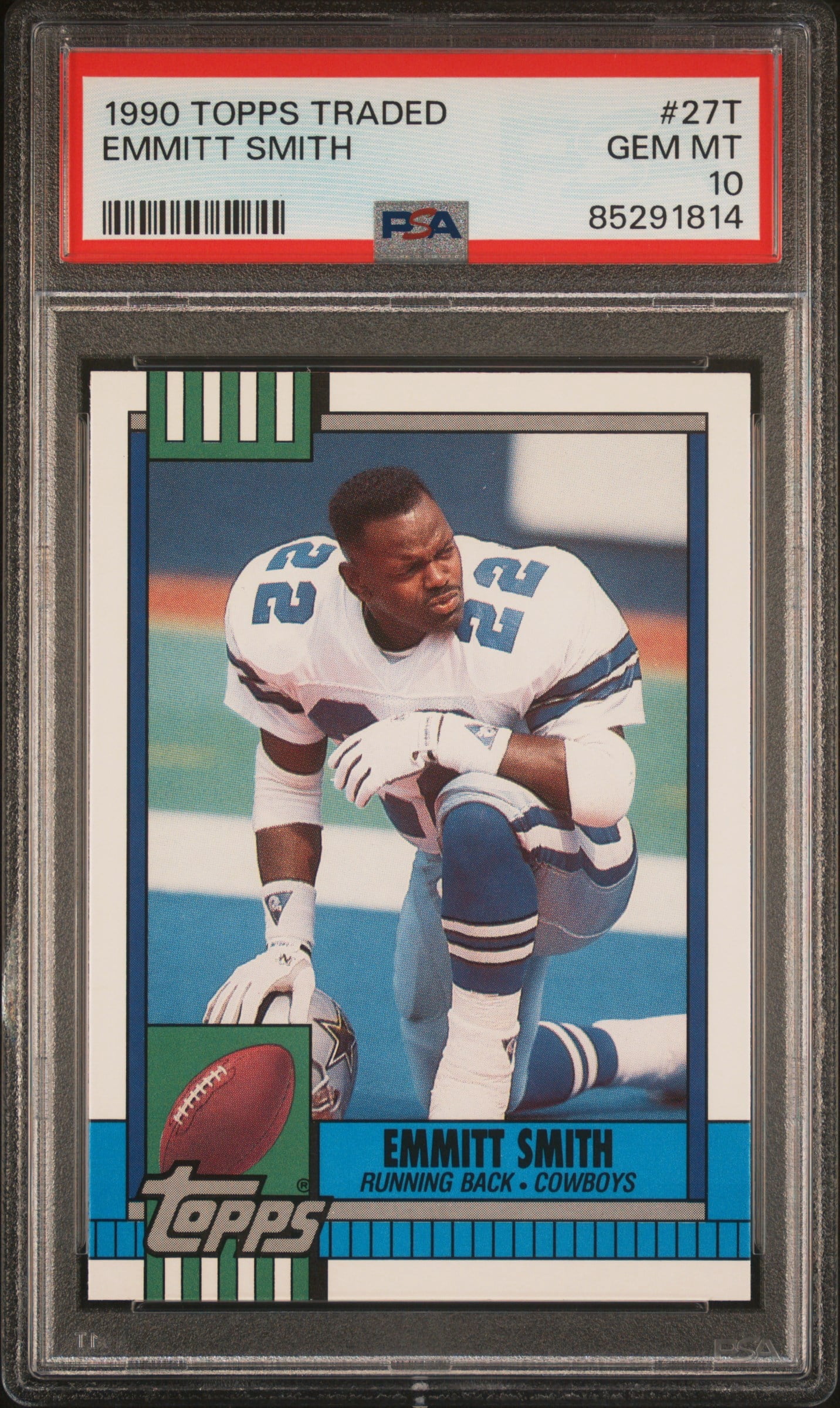 Emmitt Smith 1990 Topps Traded Football Rookie Card #27T Graded PSA 10 ...