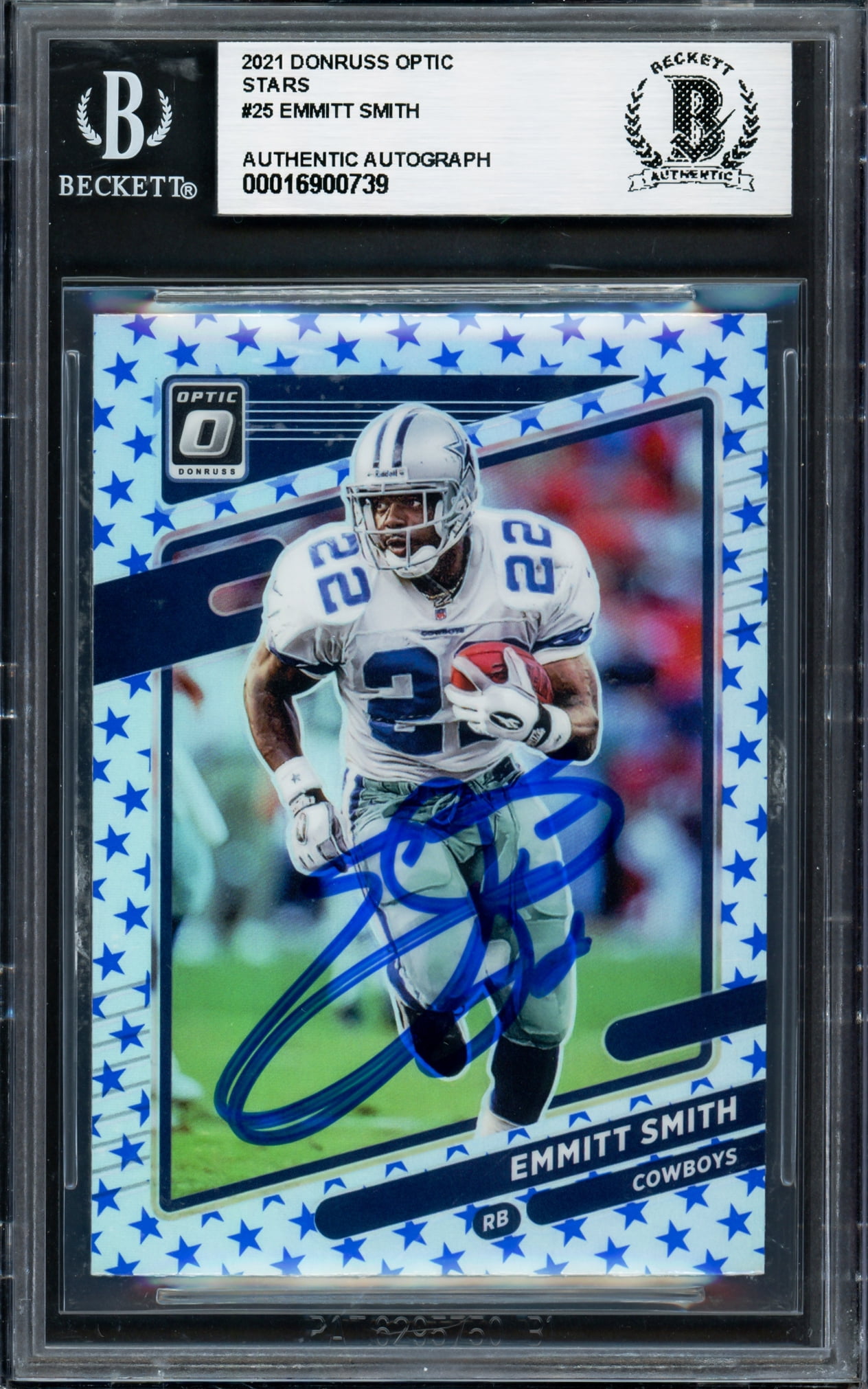 Emmitt Smith Autographed 2021 Donruss Optic Stars Card #25 Card Dallas ...