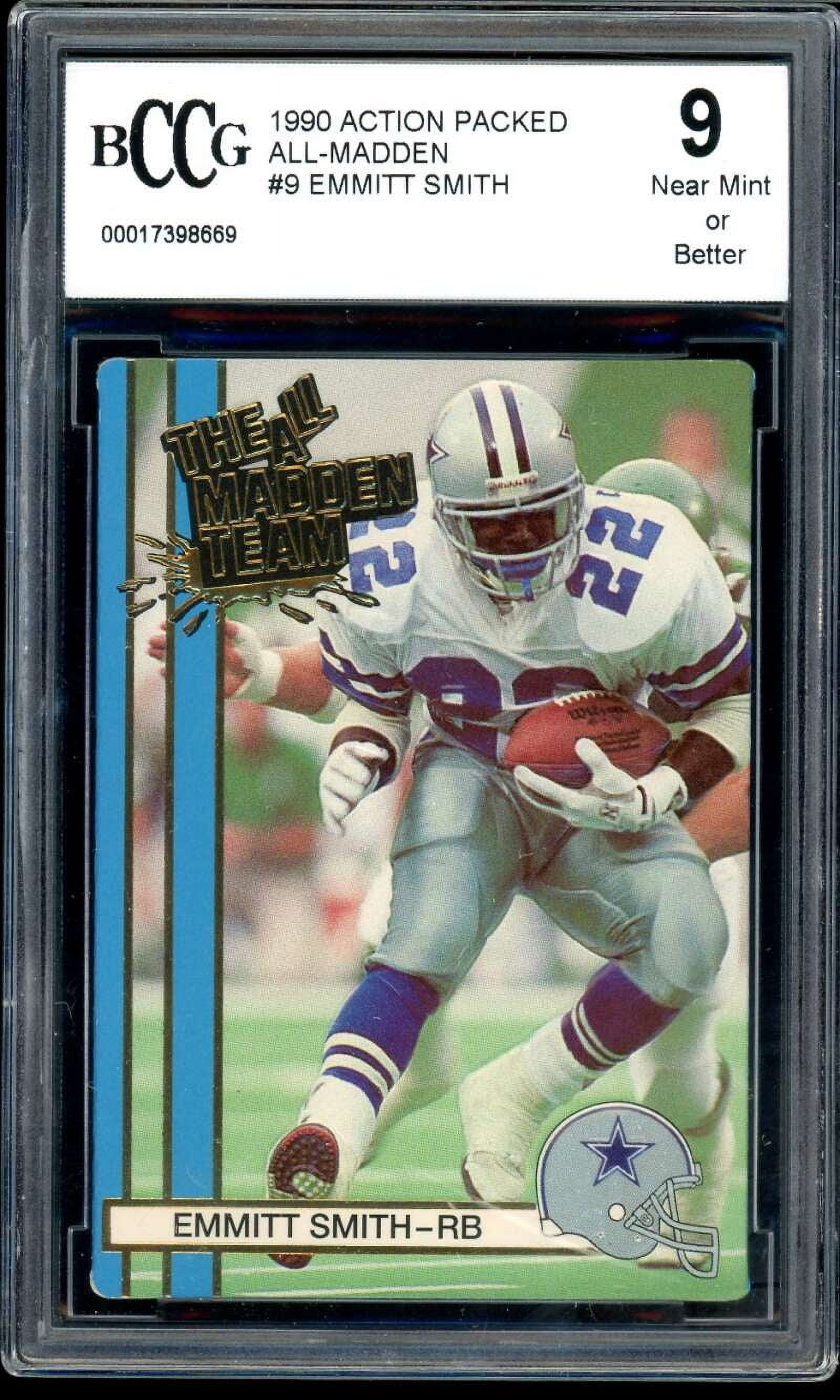 Emmitt Smith Rookie Card 1990 Action Packed All-Madden #9 BGS BCCG 9 ...