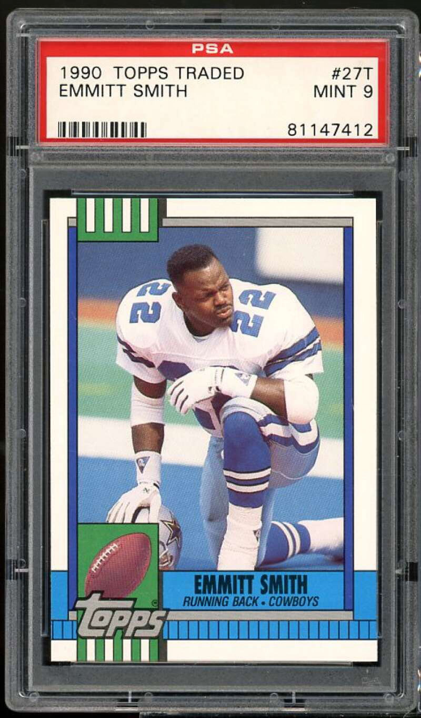 Emmitt Smith Rookie Card 1990 Topps Traded #27T PSA 9 - Walmart.com