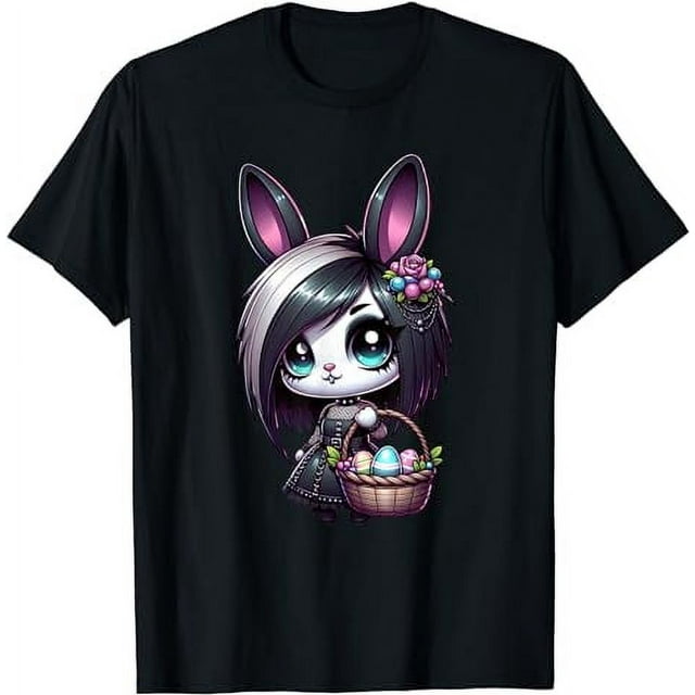 Emo Easter Bunny Cute Goth Girl Whimsigoth Egg Hunt Graphic T-Shirt ...