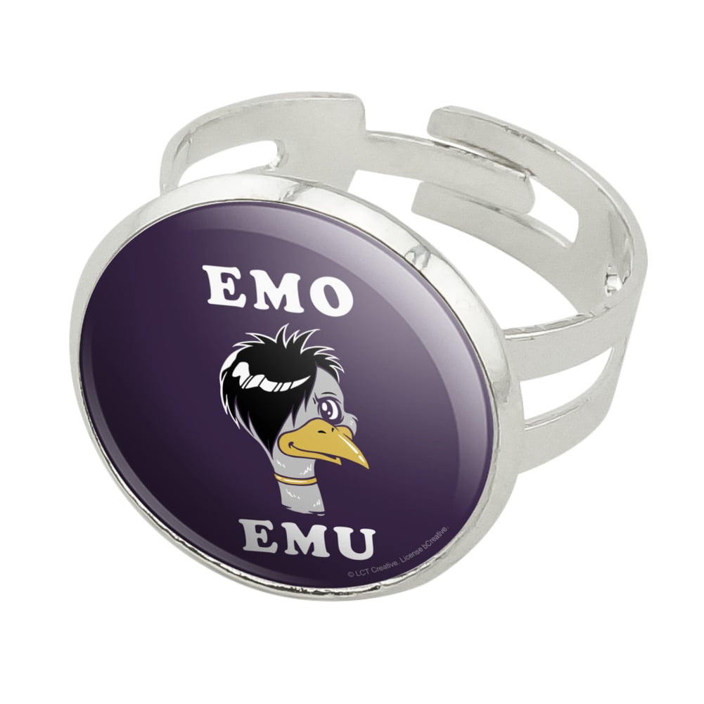 Emo Emu Funny Humor Silver Plated Adjustable Novelty Ring - Walmart.com
