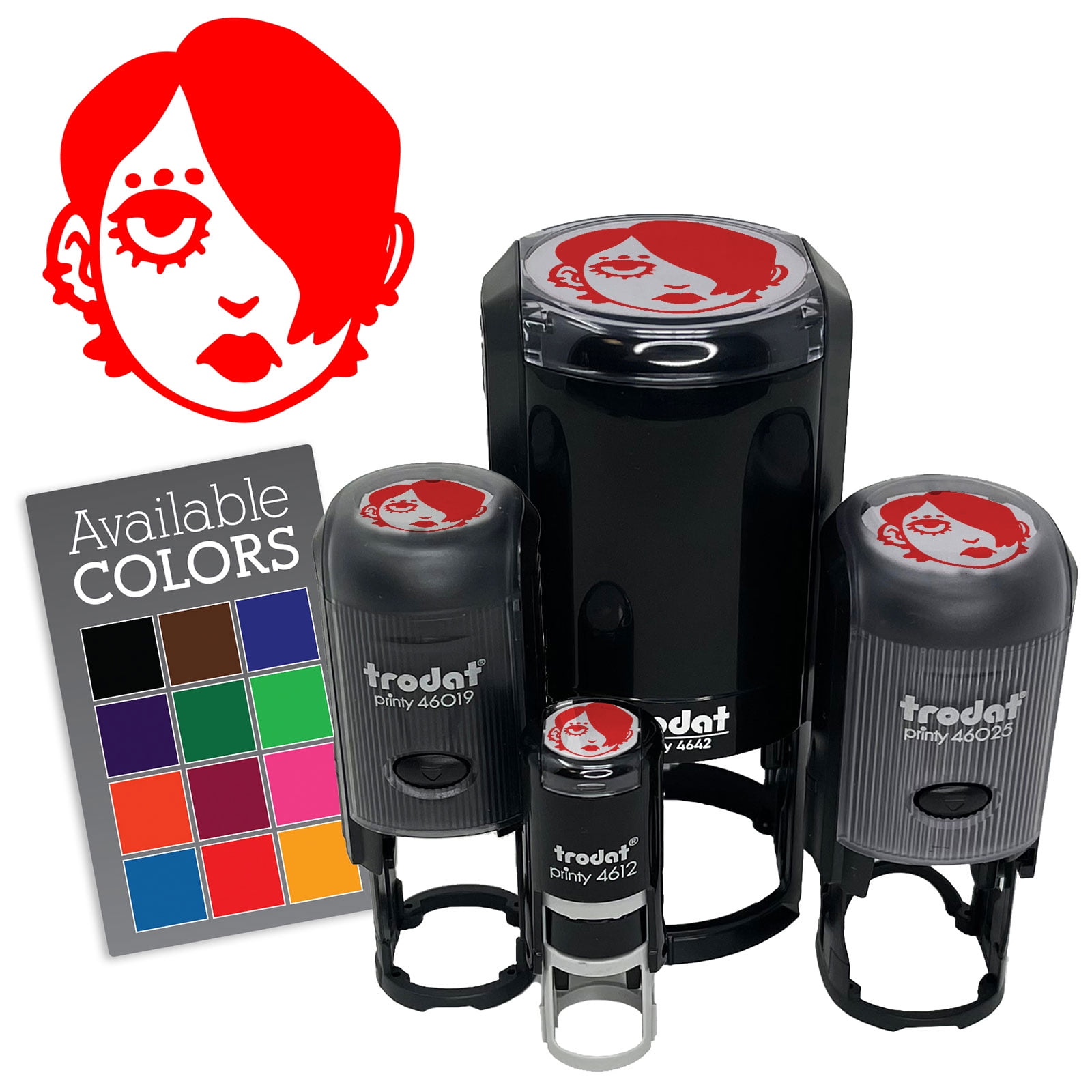 Emo Goth Woman Head Person Self-Inking Rubber Stamp for Stamping Ink ...