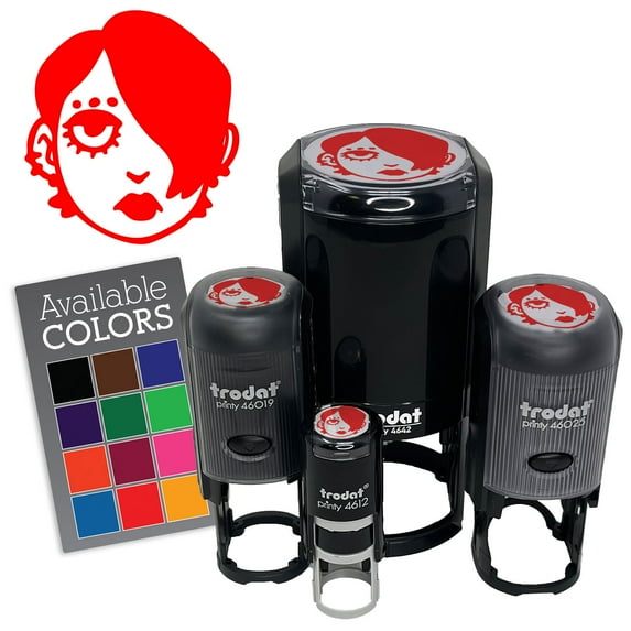 Emo Goth Woman Head Person Self-Inking Rubber Stamp for Stamping Ink ...