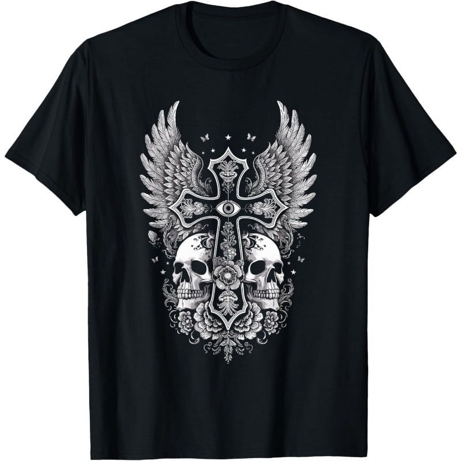 Emo Y7K Grunge Aesthetic Alt Goth Skull Cross Gothic T-Shirt - Walmart.com