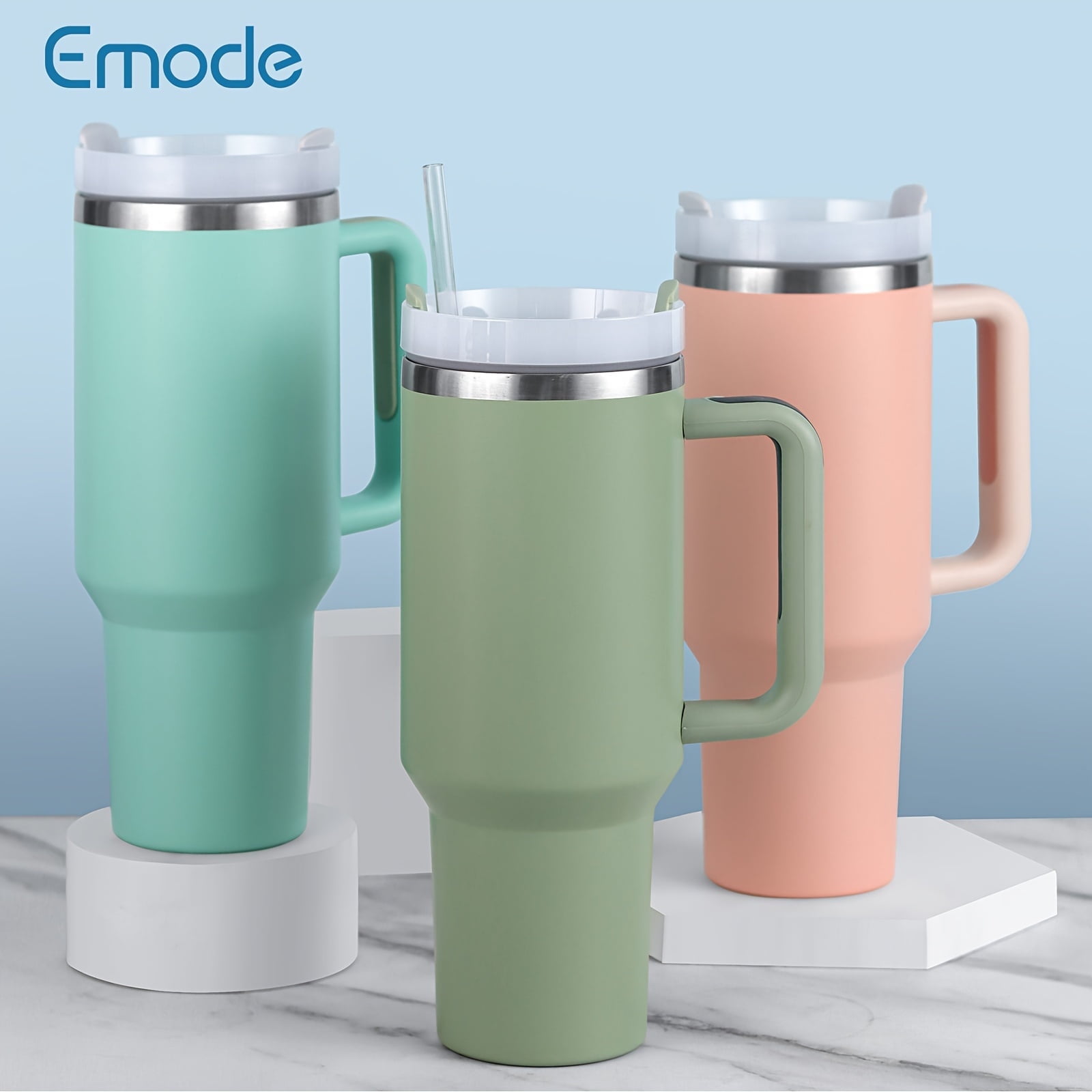 Emode 40oz Stainless Steel Insulated Coffee Mug with Handle, Multipurpose Reusable Travel Cup ...