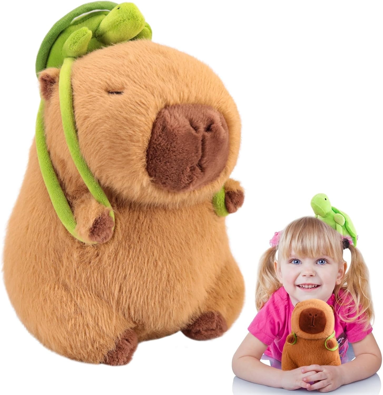 Emoin Capybara Plush Toys Kawaii Capybara Plushies with Turtle Backpack ...