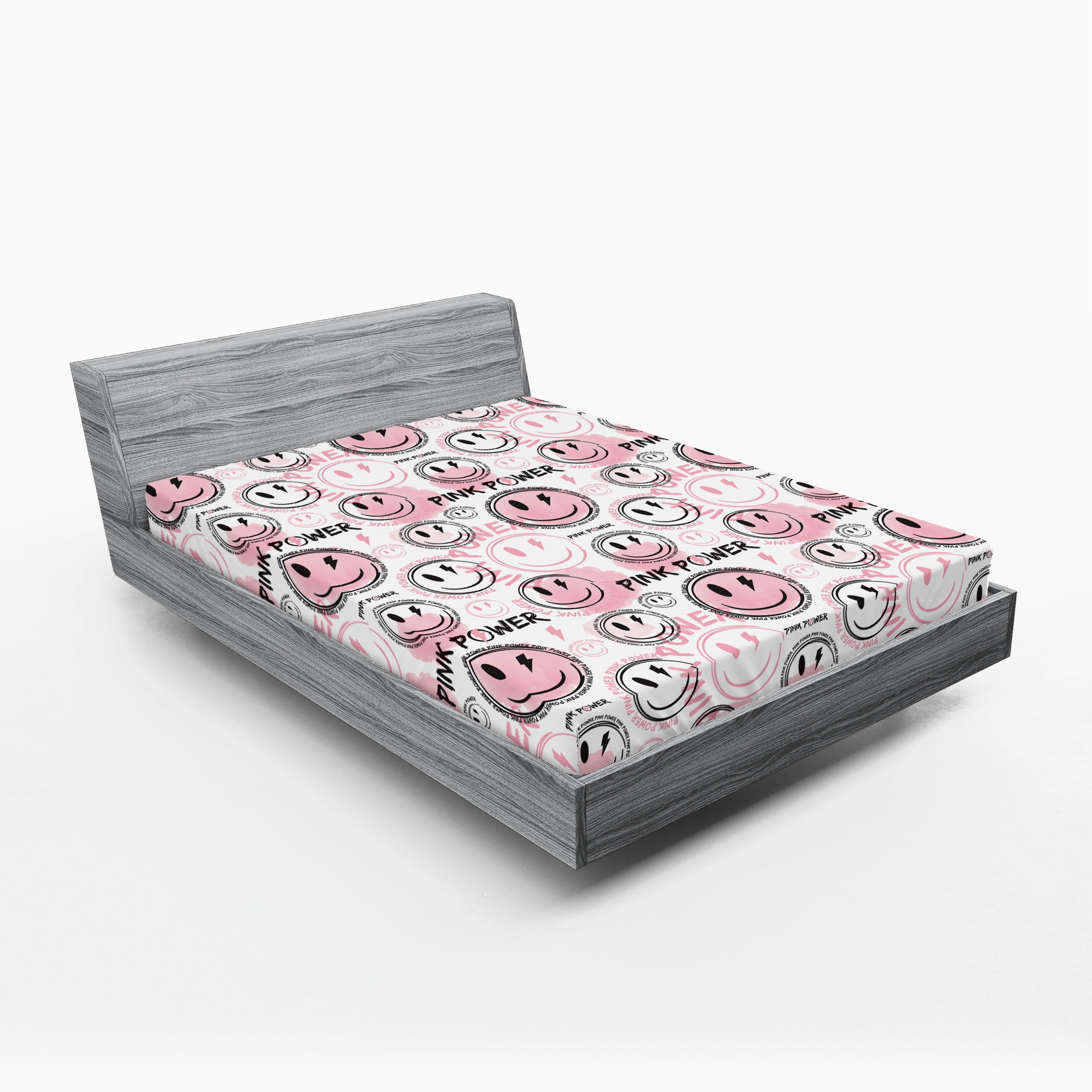 Emoji Fitted Sheet, Dreamy Color Palette Pink Power Saying Lightning ...