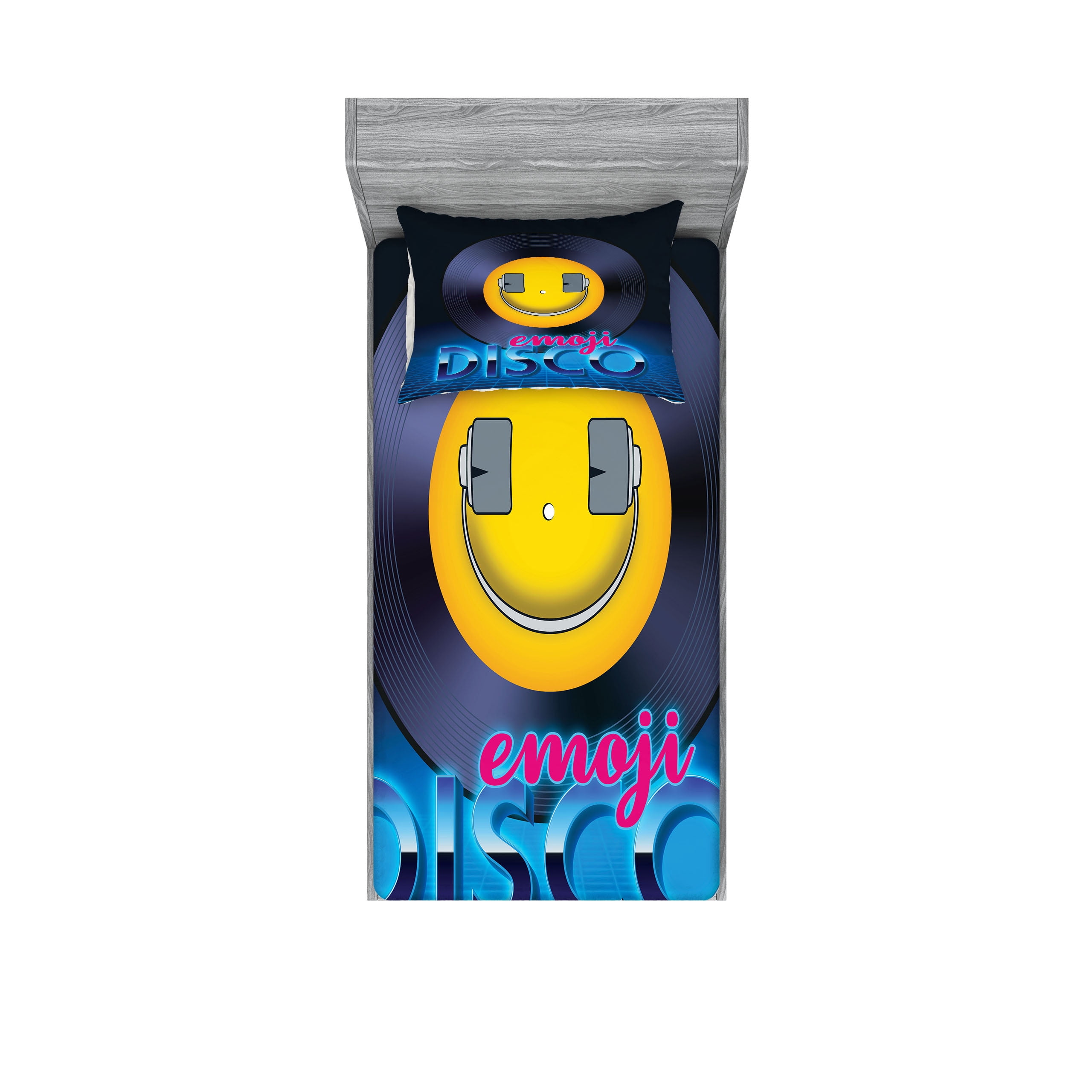 Emoji Fitted Sheet & Pillow Sham Set, Retrowave Themed Design with ...