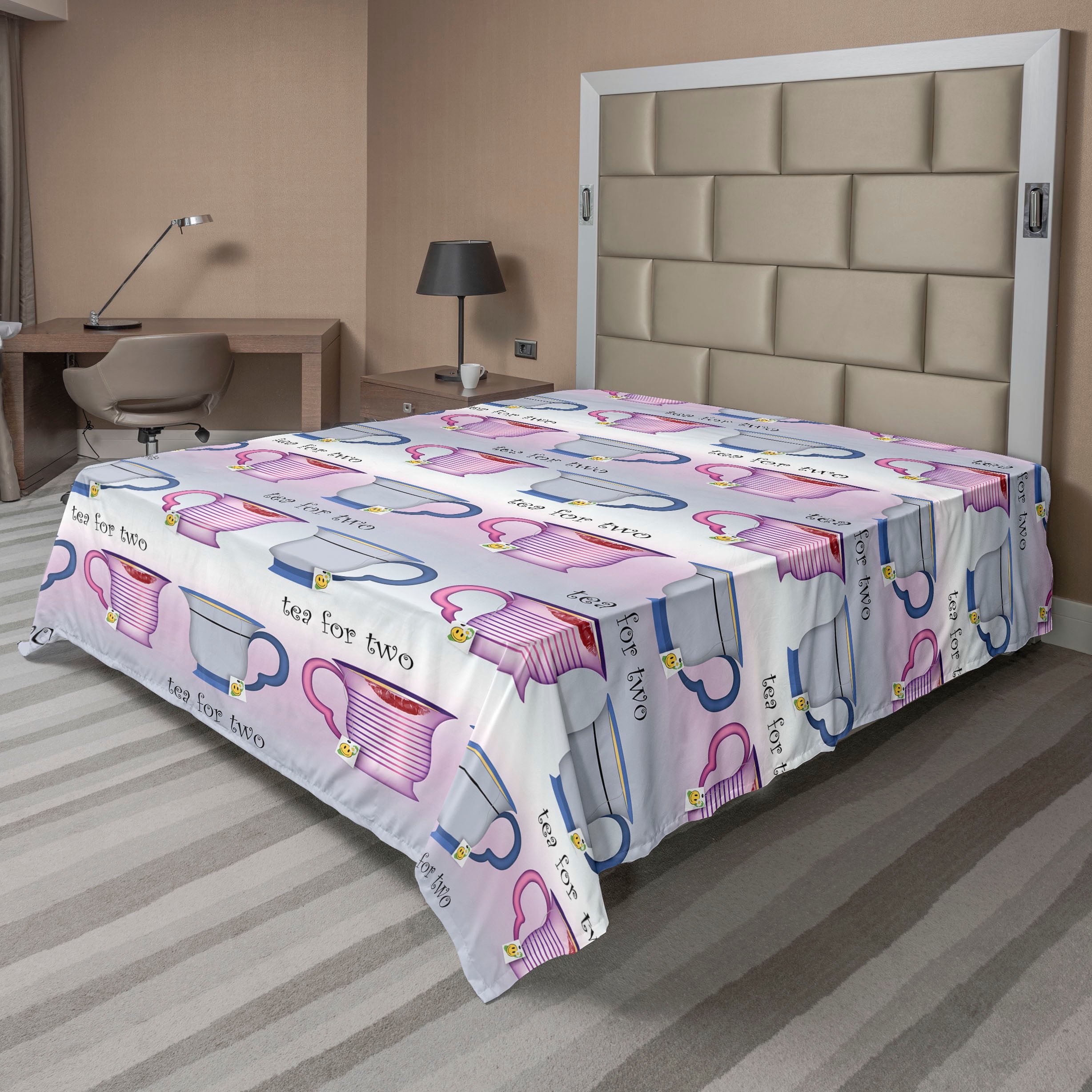 Emoji Flat Sheet, Pastel Colored Pattern of Tea Party Concept Cups ...