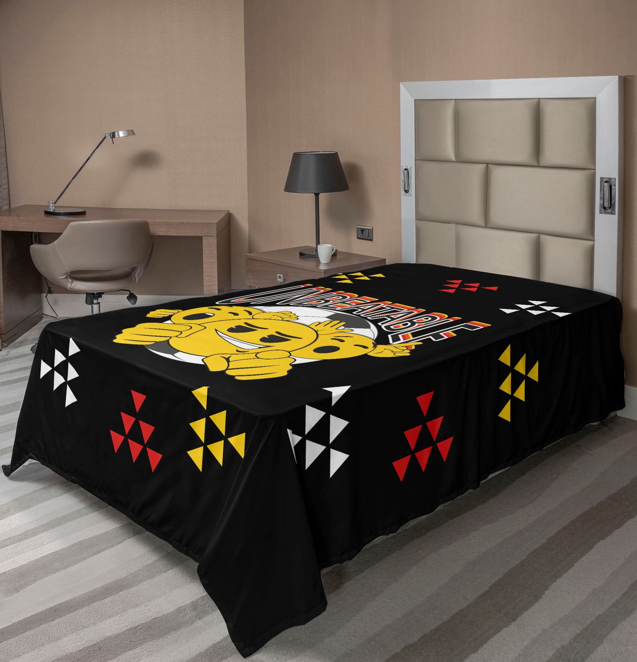 Ambesonne Emoji Flat Sheet, Unbeatable Soccer Fan Motif, TwinXL Size ...