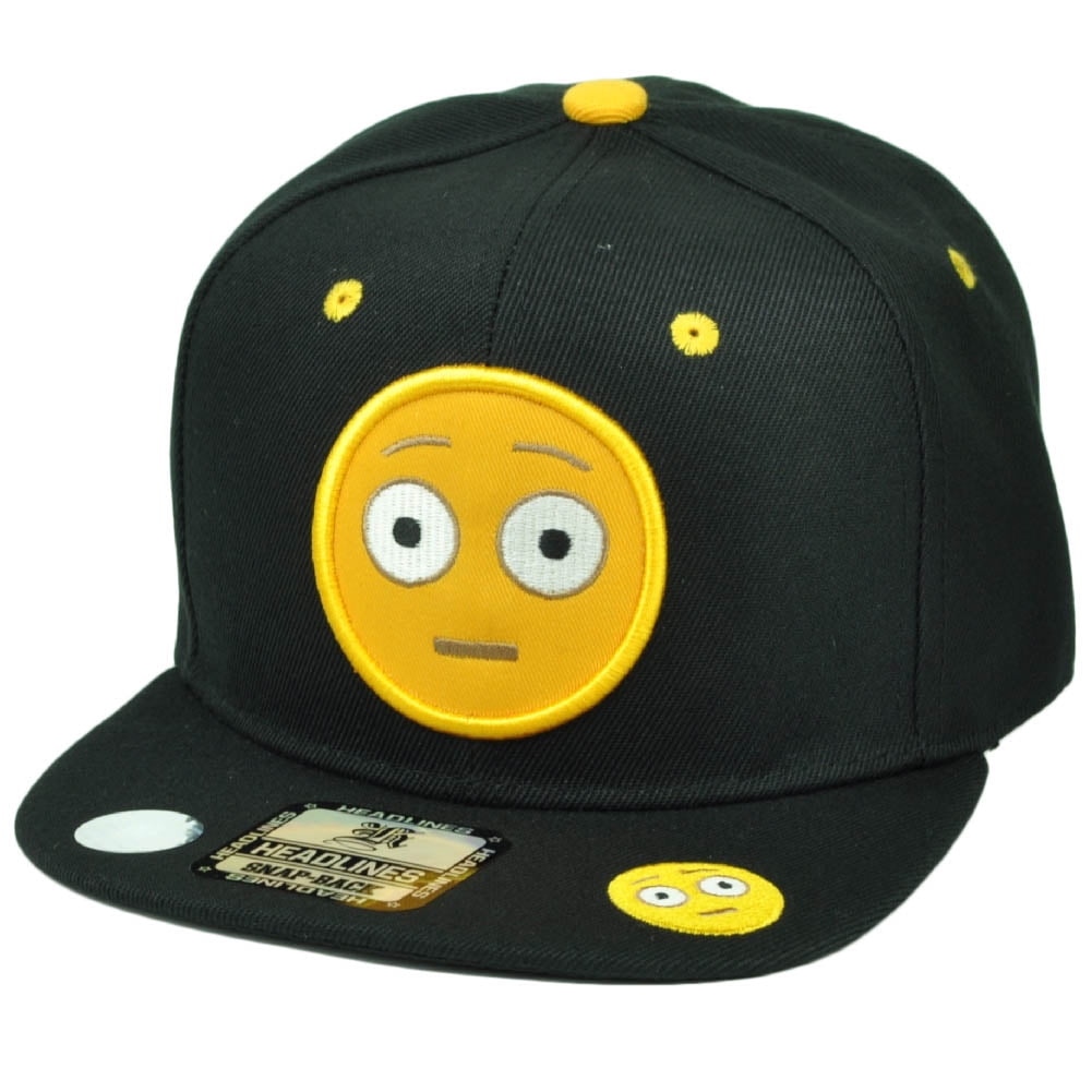 Emoji Flushed Face Emoticons Text Symbol Snapback Hat Cap Flat Bill ...