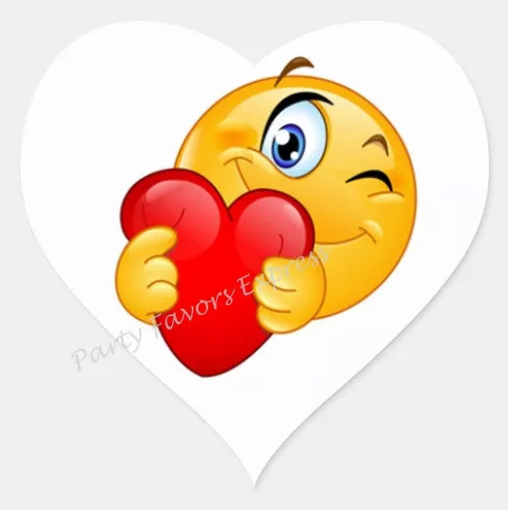 Emoji Hugging Heart Sticker Party Favors Sticker - (Heart Shaped ...