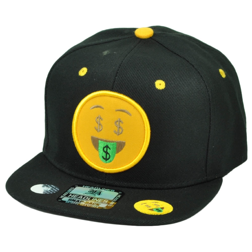 Emoji Money Hungry Face Emoticons Text Symbol Snapback Hat Cap Flat ...