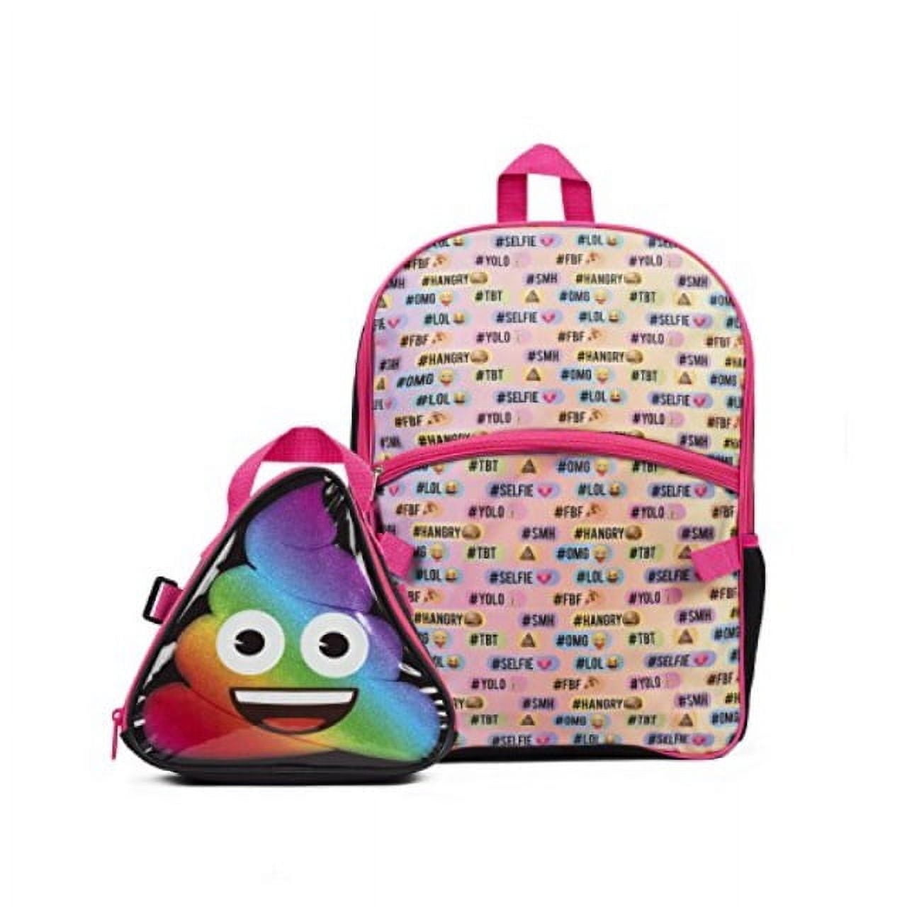 Emoji Poo Rainbow Backpack Lunch Bag Box Kit - Walmart.com