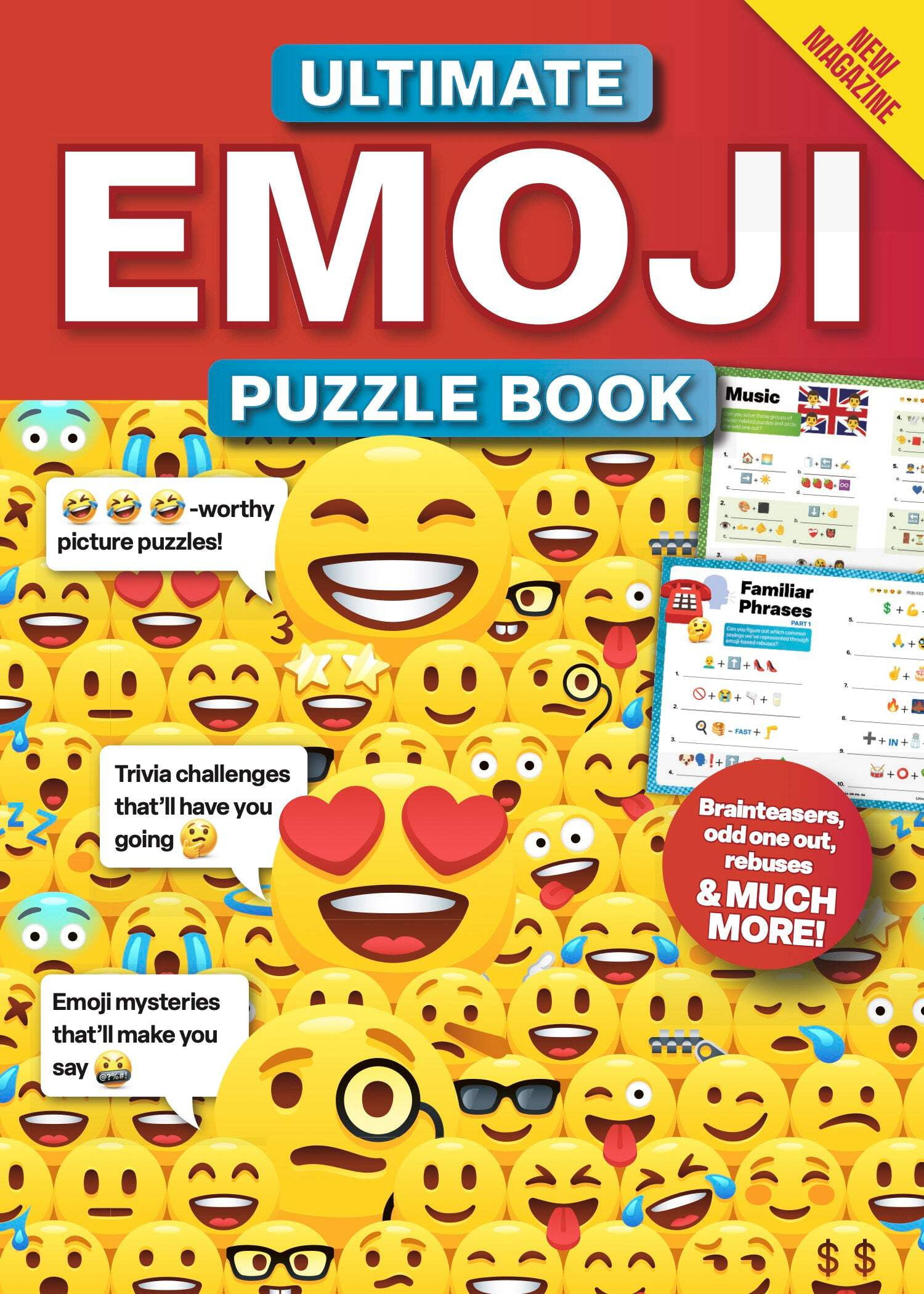 Emoji Puzzle Book - Rebuses, Word Searches, Brainteasers, Odd-One-Out, Trivia, Mysteries, Emojis ...