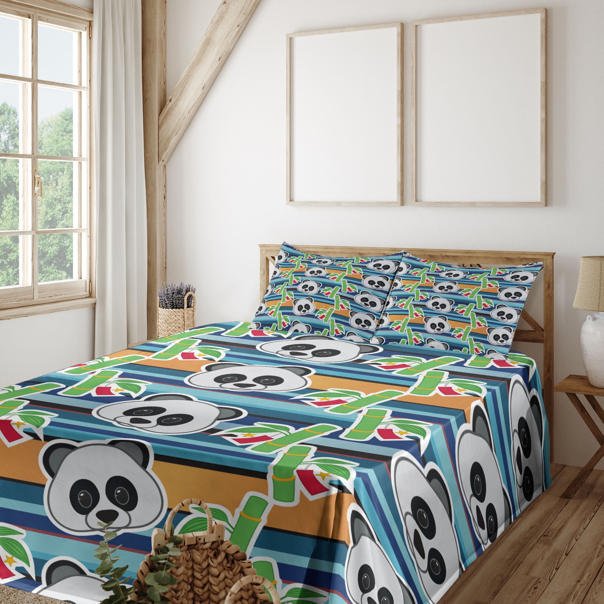 Emoji Sheet Set, Asian Vibe Bamboo Pattern with Cartoon Panda ...