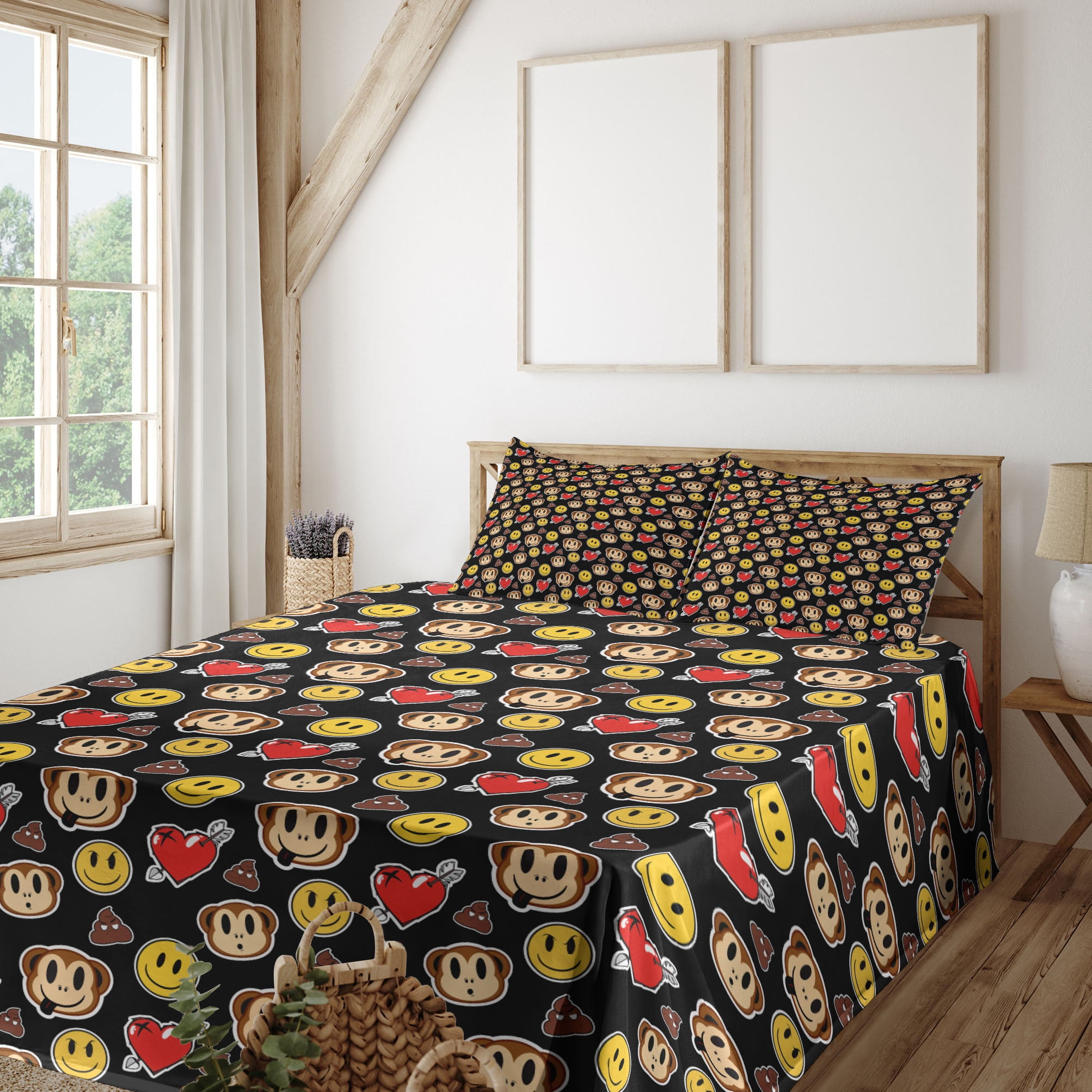 Emoji Sheet Set, Cartoon Monkey Pile of Poo Old School Heart with Arrow ...